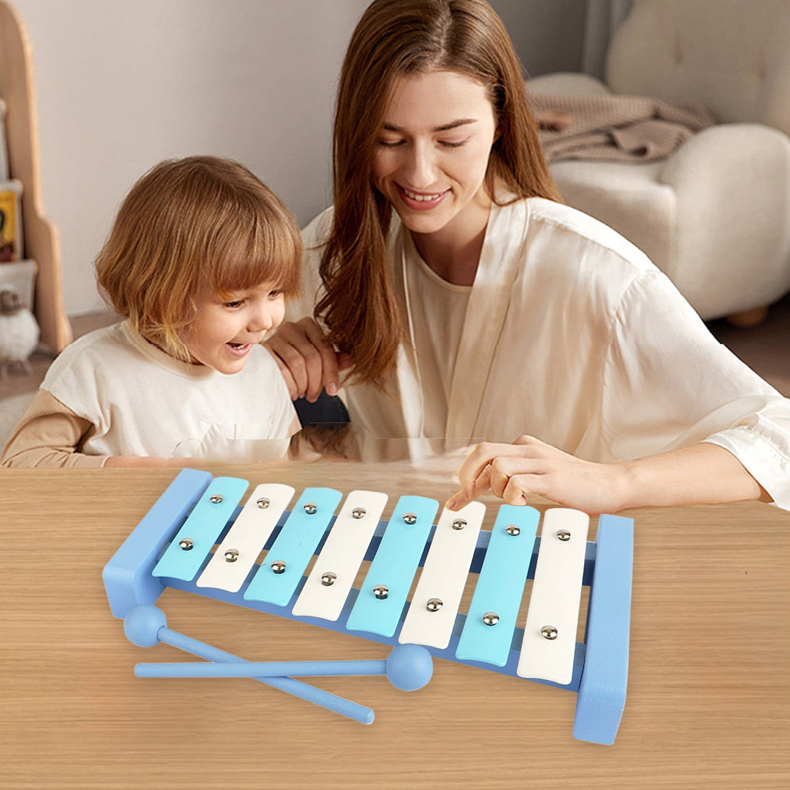 saidjrlf Colorful Wooden Eight Key Xylophone for Children Early Musical ...