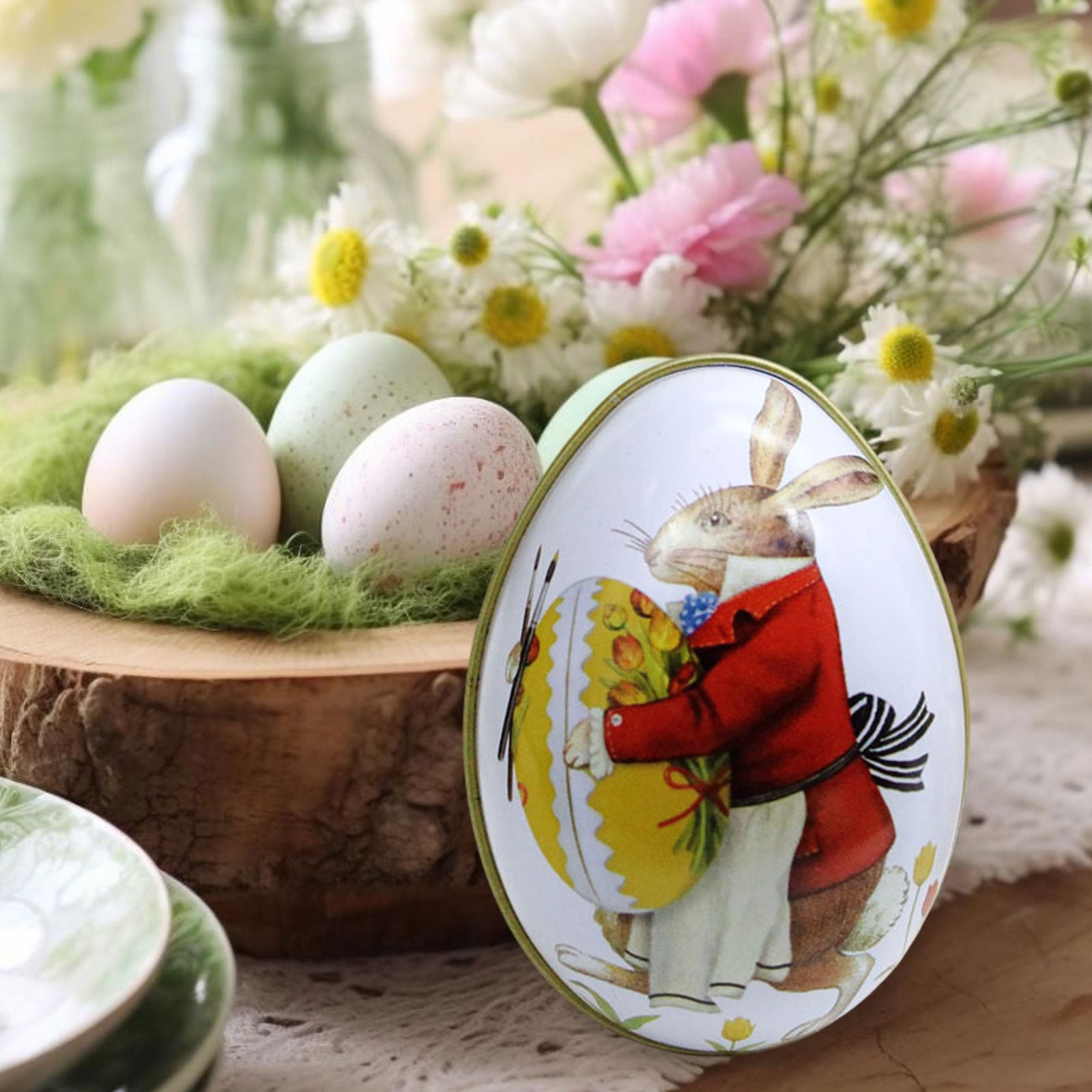 saidjrlf Easter Egg Tin Box,Metallic Easter Candy Packaging Box,Vintage ...