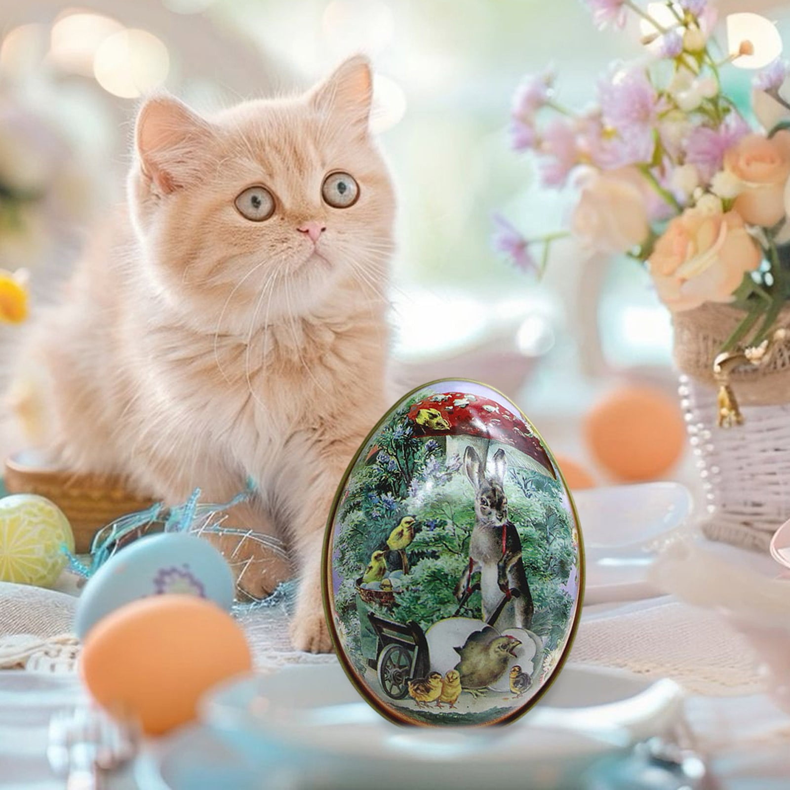 IGEED Easter Egg Tin Box,Metallic Easter Candy Packaging Box,Vintage ...