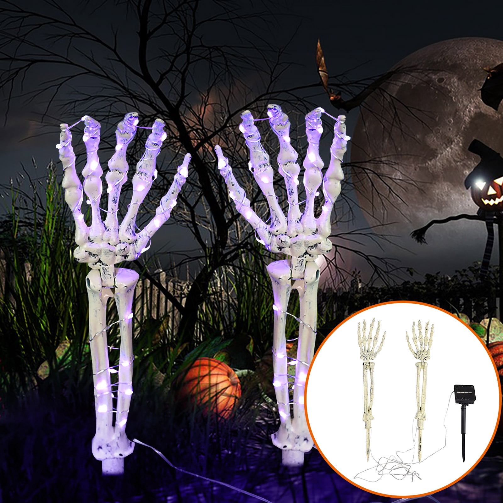 IGEED Halloween Lights Decor Pack of 2 Piles of Arm Skeleton Lit ...