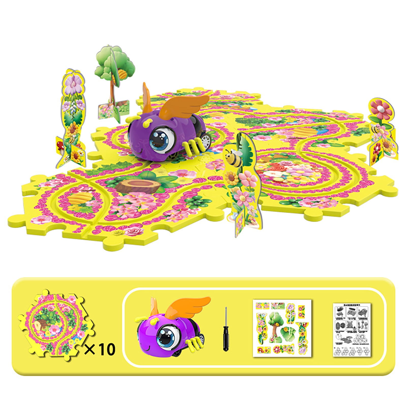IGEED Insect Puzzle Track Toy Car,Multi-scene Plant Landscaping Game ...