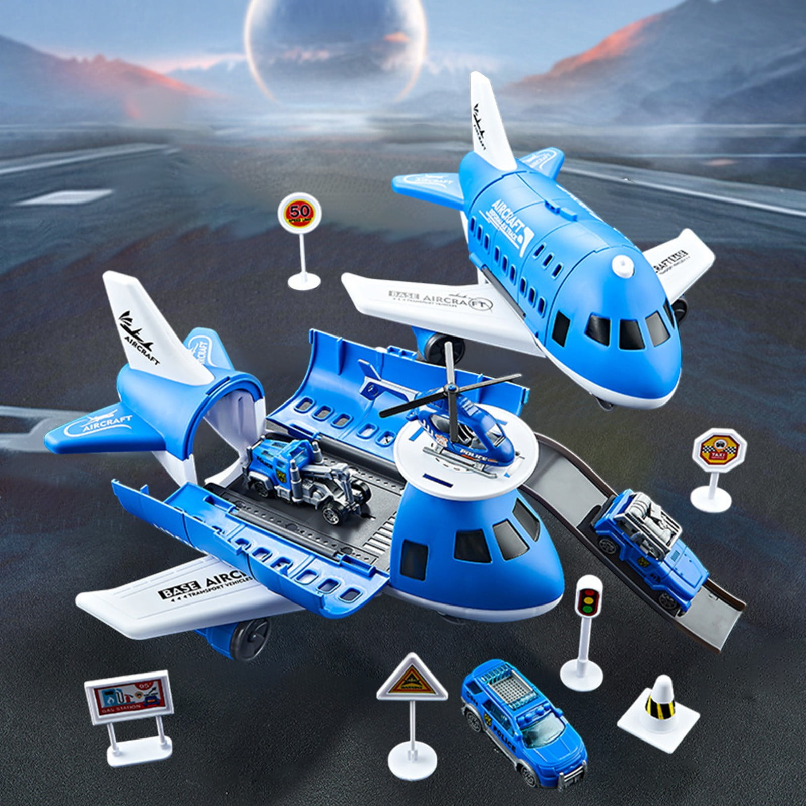IGEED Kids Airplane Toys Race Track Toy,Aircraft Storage Track Car Toys ...