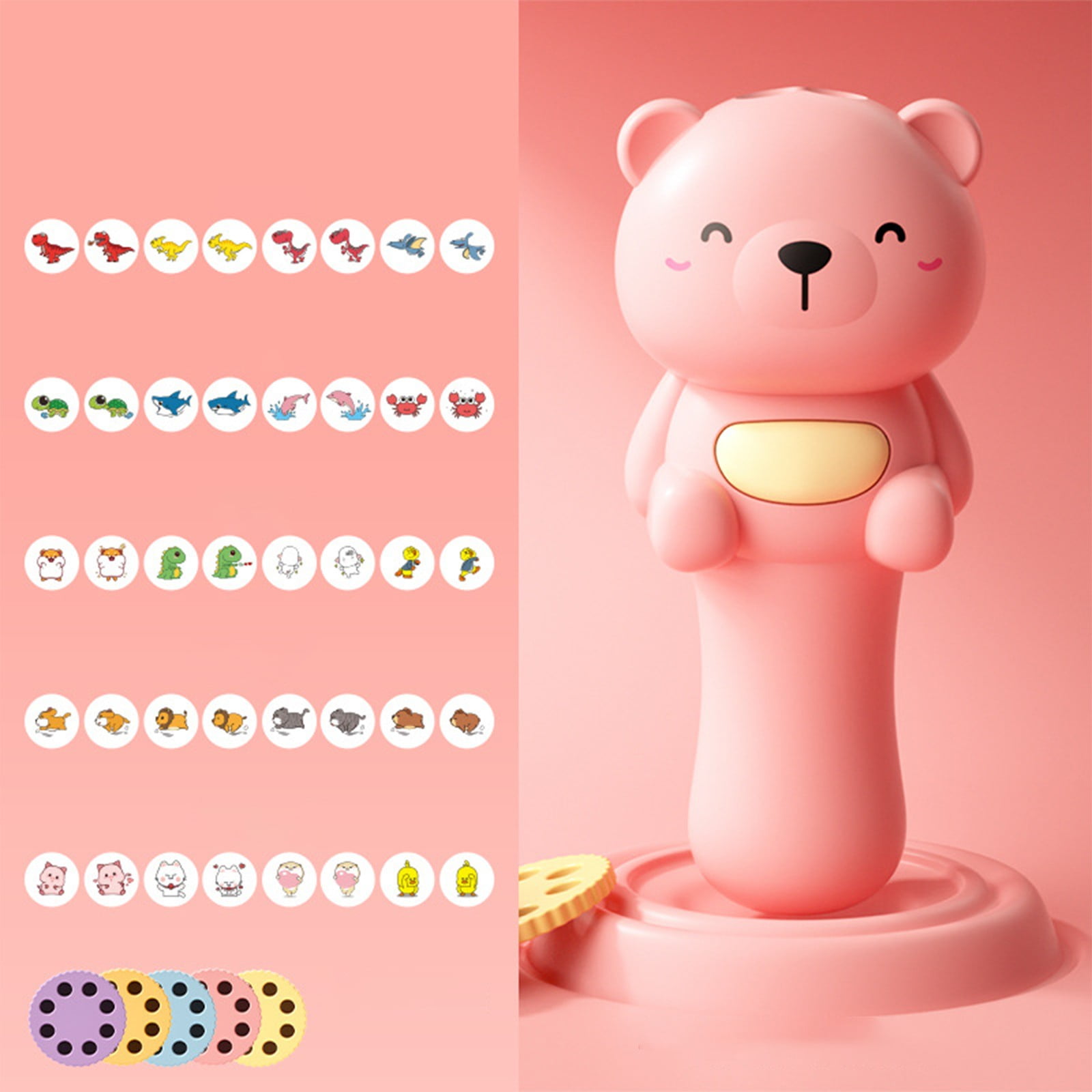 IGEED Kids Projector Flashlight,Bear Shape Slide Projector Torch ...