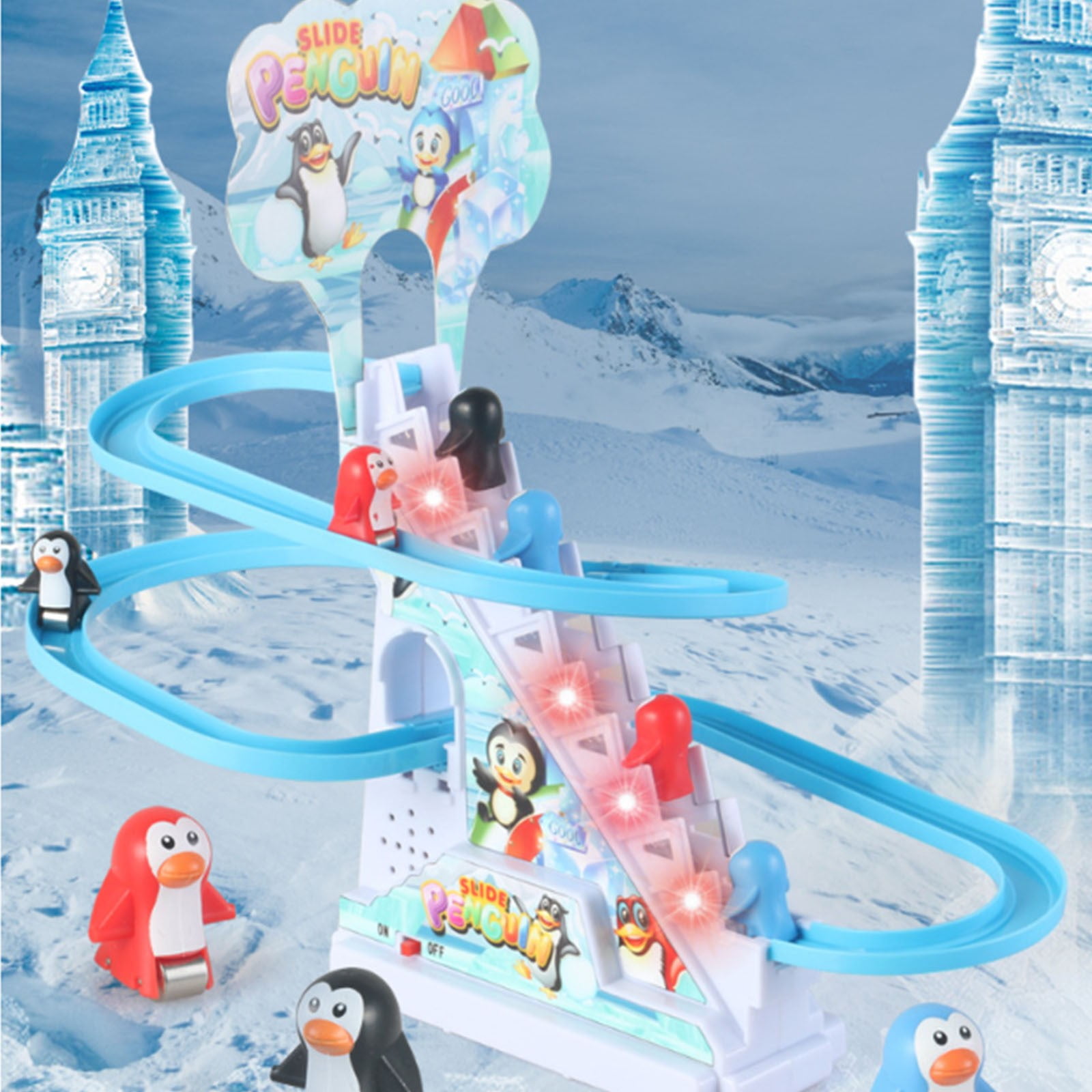 IGEED Penguin Slide Play Set,Sliding Track Set,Stair Climbing Penguins ...