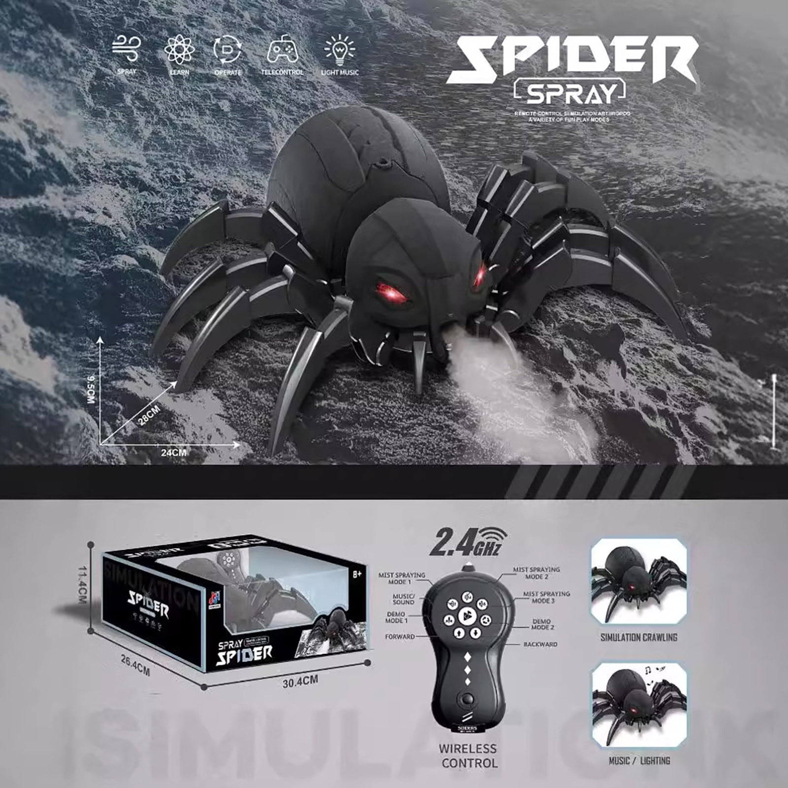 saidjrlf Remote Control Spider,Realistic Remote Control Spray Spider ...