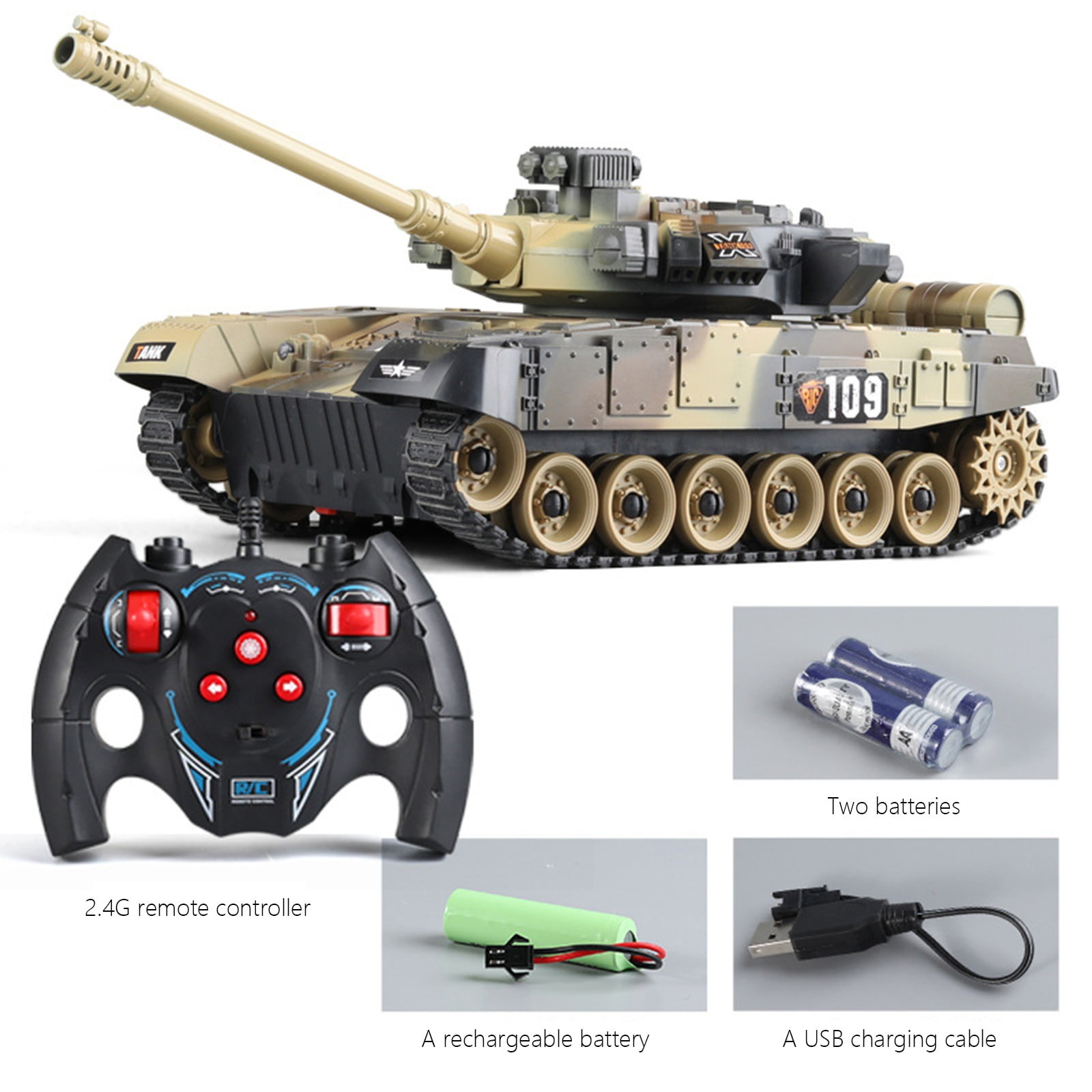 IGEED Remote Control Tank for Kids Tank with Effect Lights Realistic ...
