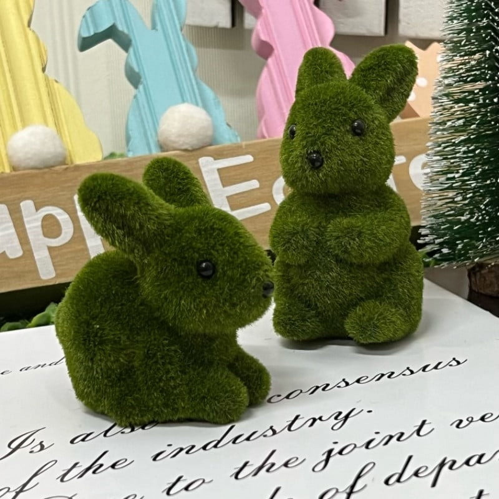 saidjrlf Resin Simulation Flocking Rabbit,Furry Flocked Bunny Garden ...