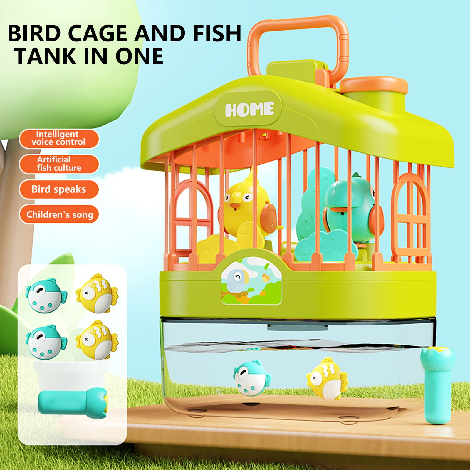 saidjrlf Talking Birds Birdcage Toy,Early Education Voice-activated ...