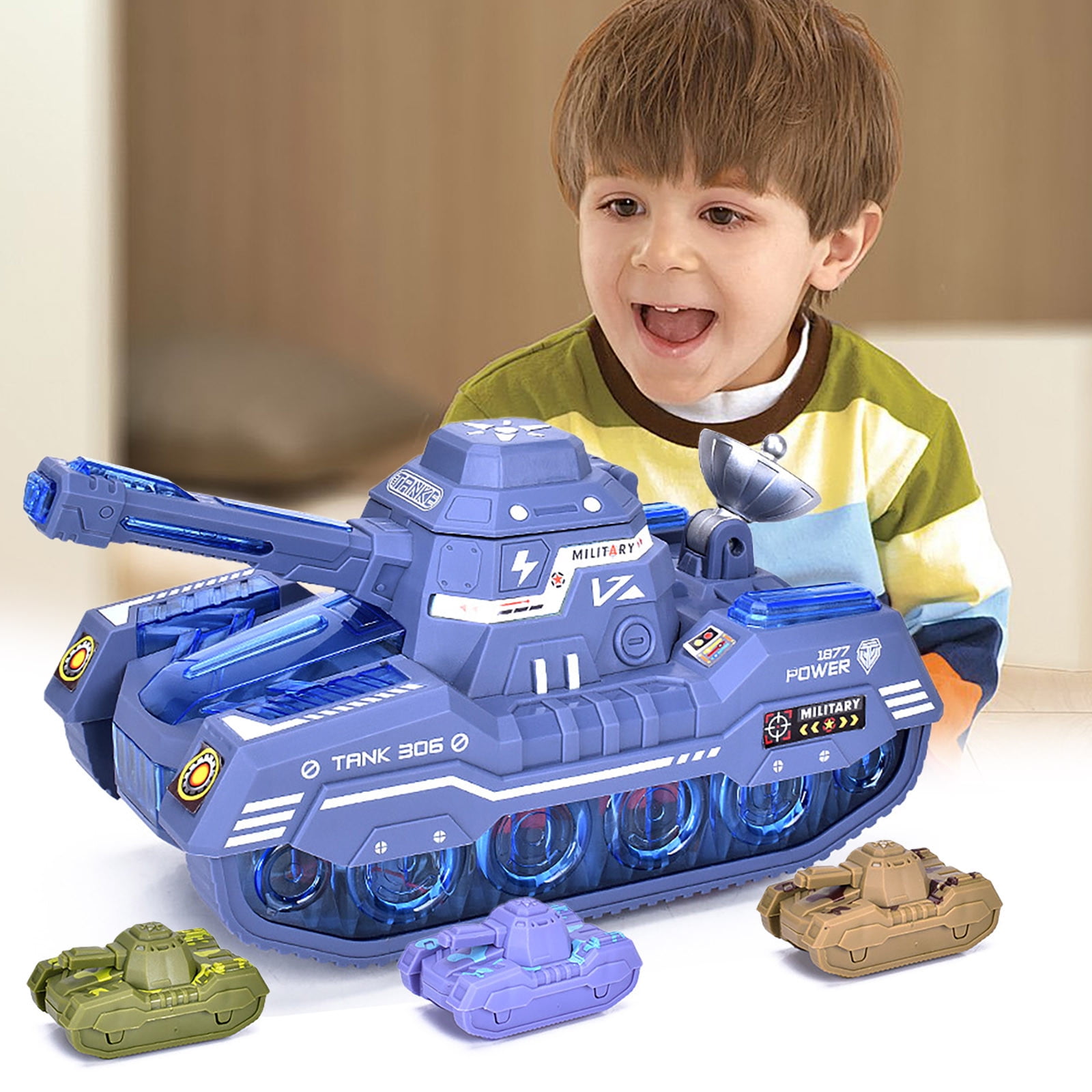 IGEED Tank Toys,Universal Light Sound Side Walk Tank Light-up Toys ...