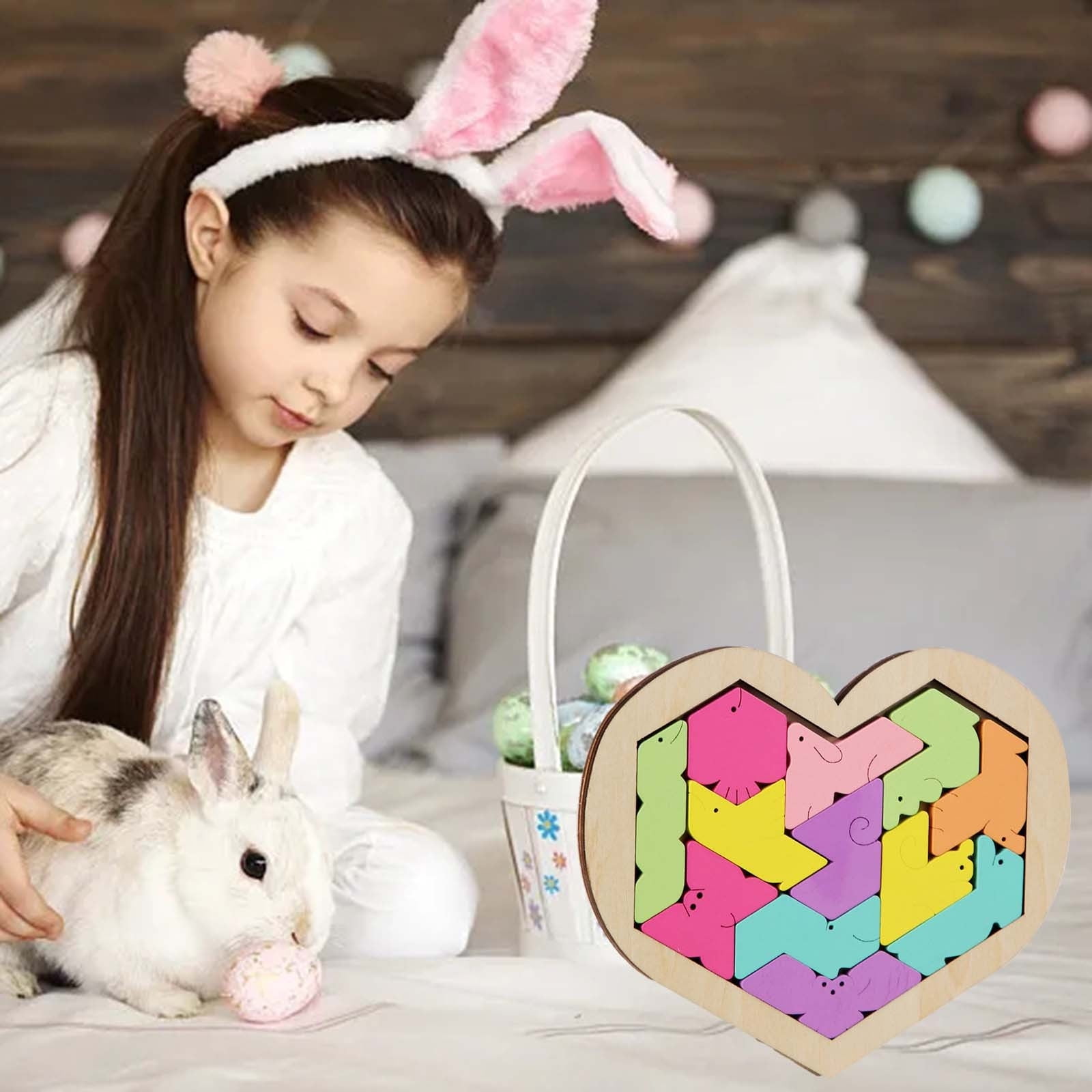 IGEED Wooden Heart-shaped Building Block Puzzle, Block Puzzle Game ...