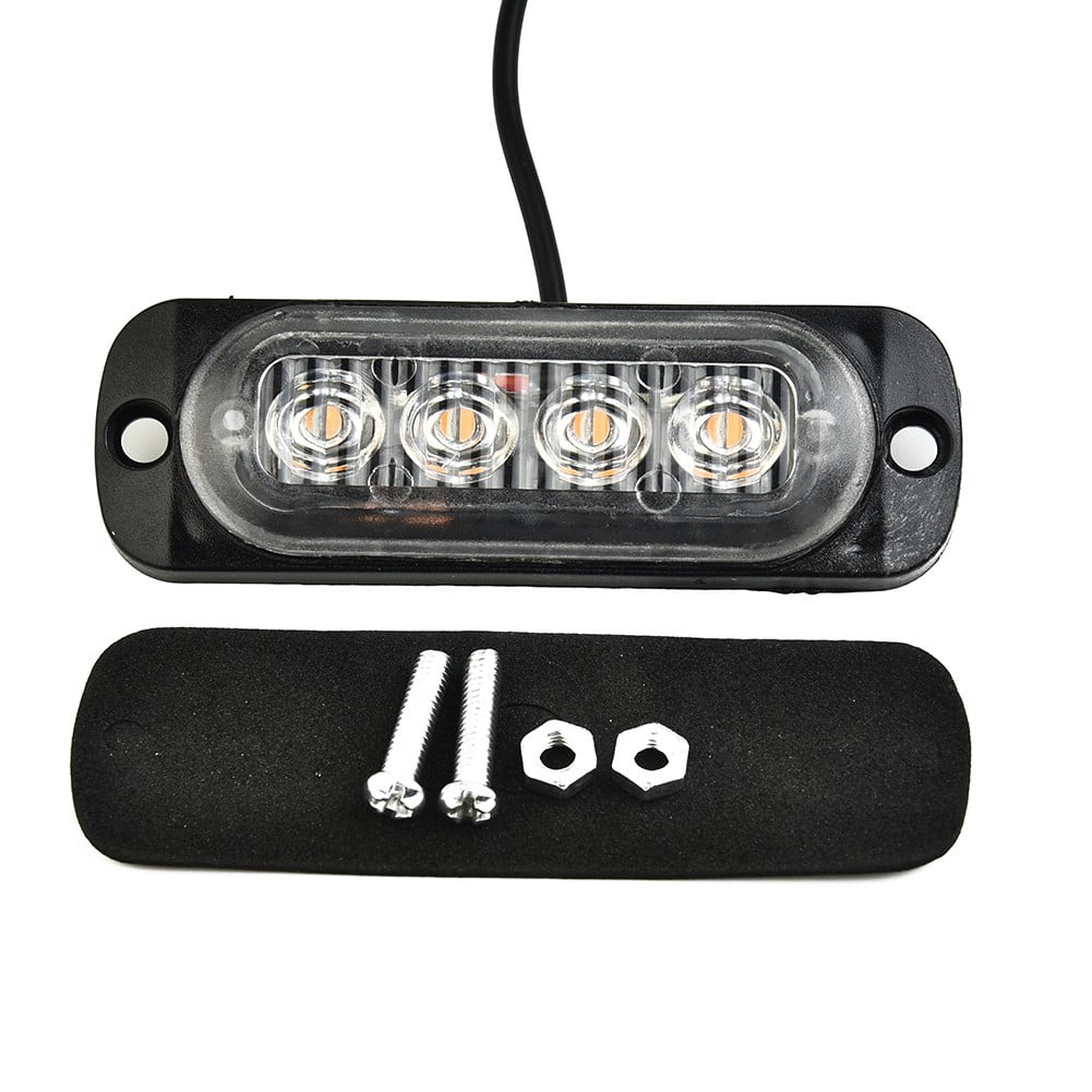sailesiti 4Pcs 4Led Side Warning Light Grille Lightbar Car Truck Beacon ...