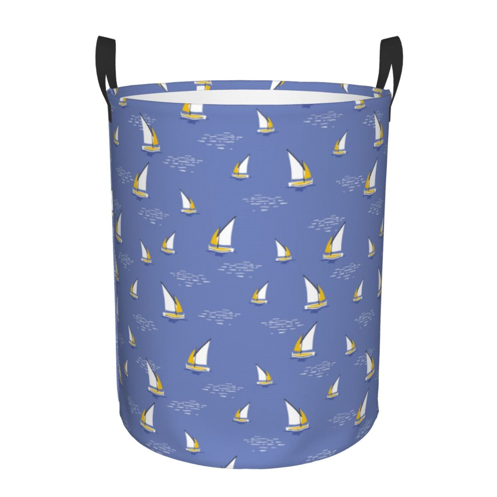 sailing yachts ocean waves Round Laundry Basket, Laundry Hamper with ...