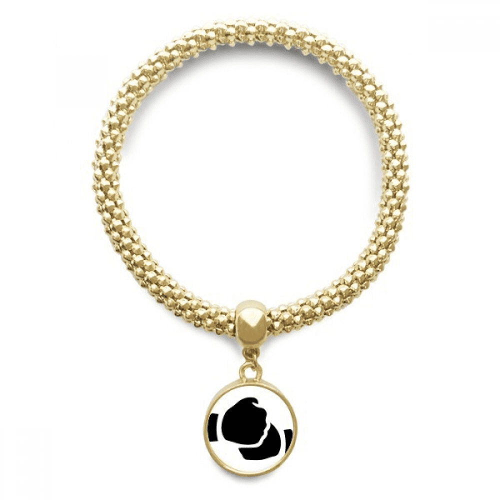 salute gesture outline pattern en bracelet round pendant jewelry chain ...