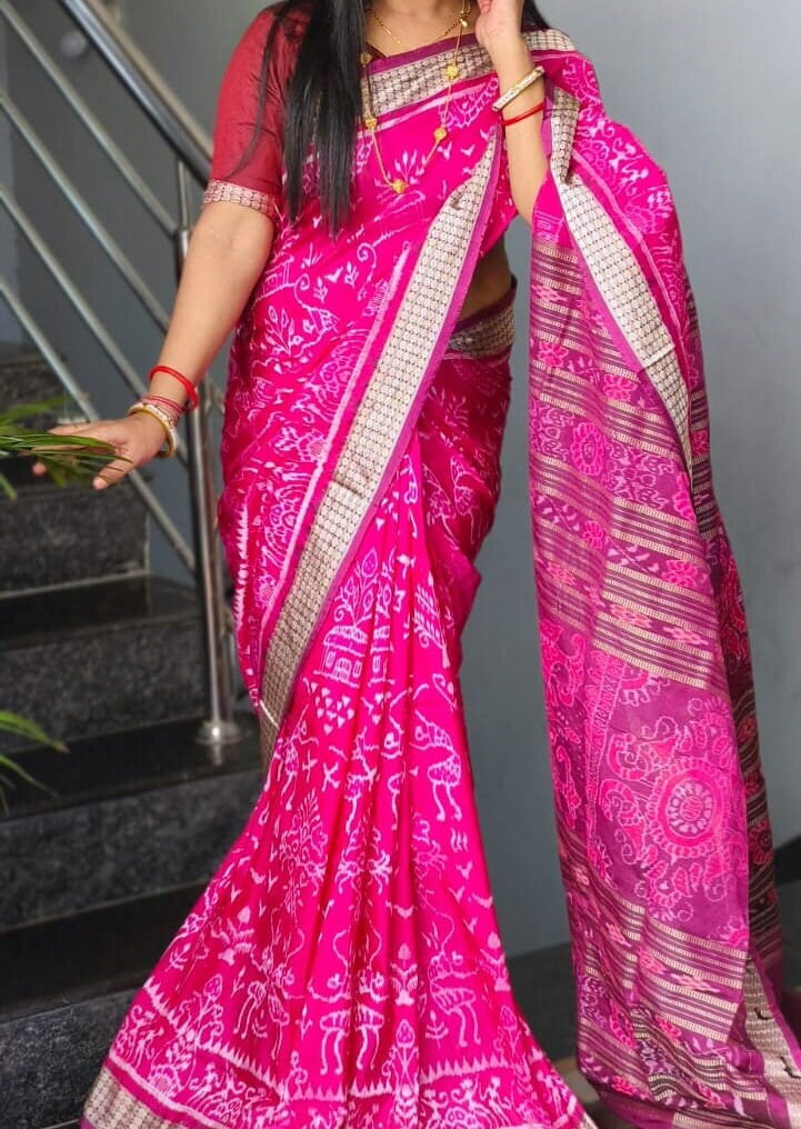 sambalpuri Odisha mix silk pasapali silk saree baliworad saree ...