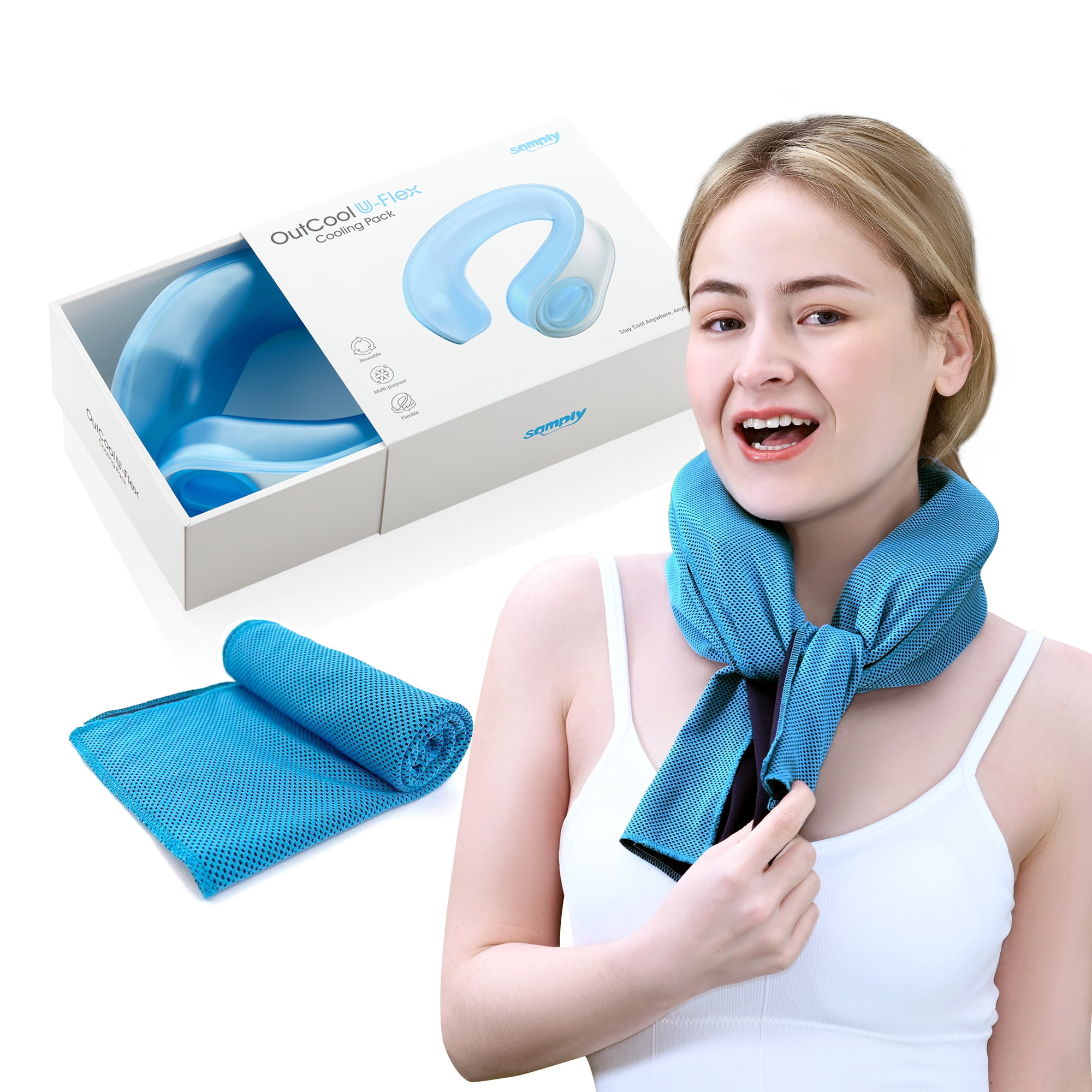 Samply Ice-Filled Neck Cooler with Cooling Towel, Silent Non-Gel Ice ...