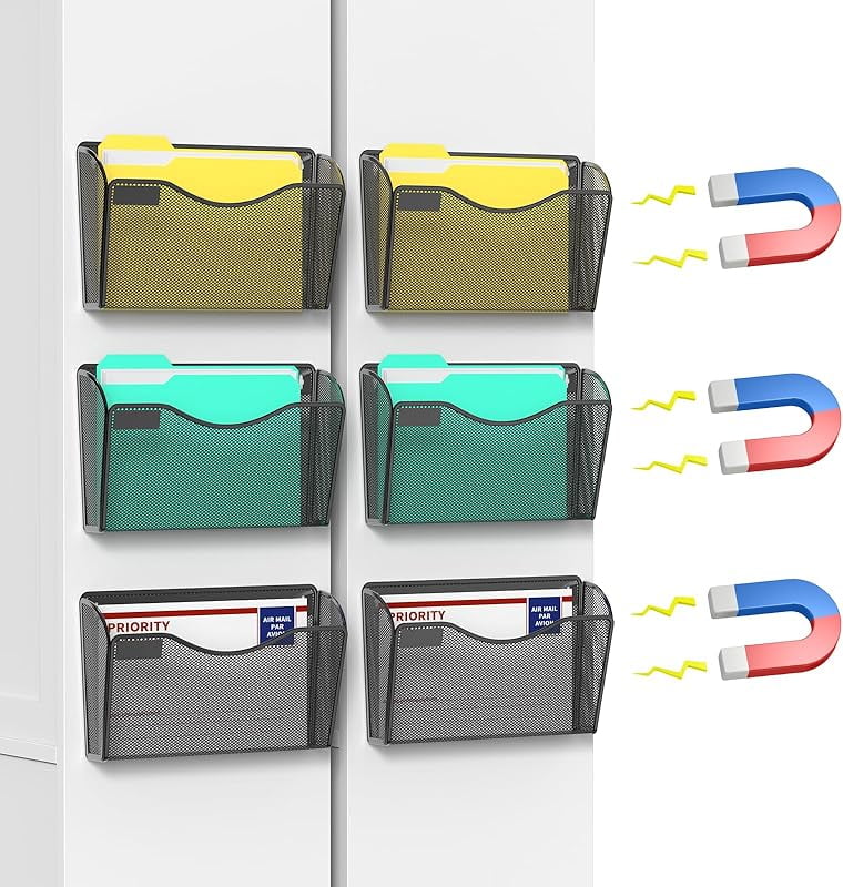samstar 6 Pack Mesh Wall Mounted File Holder Metal Wall File Pocket ...