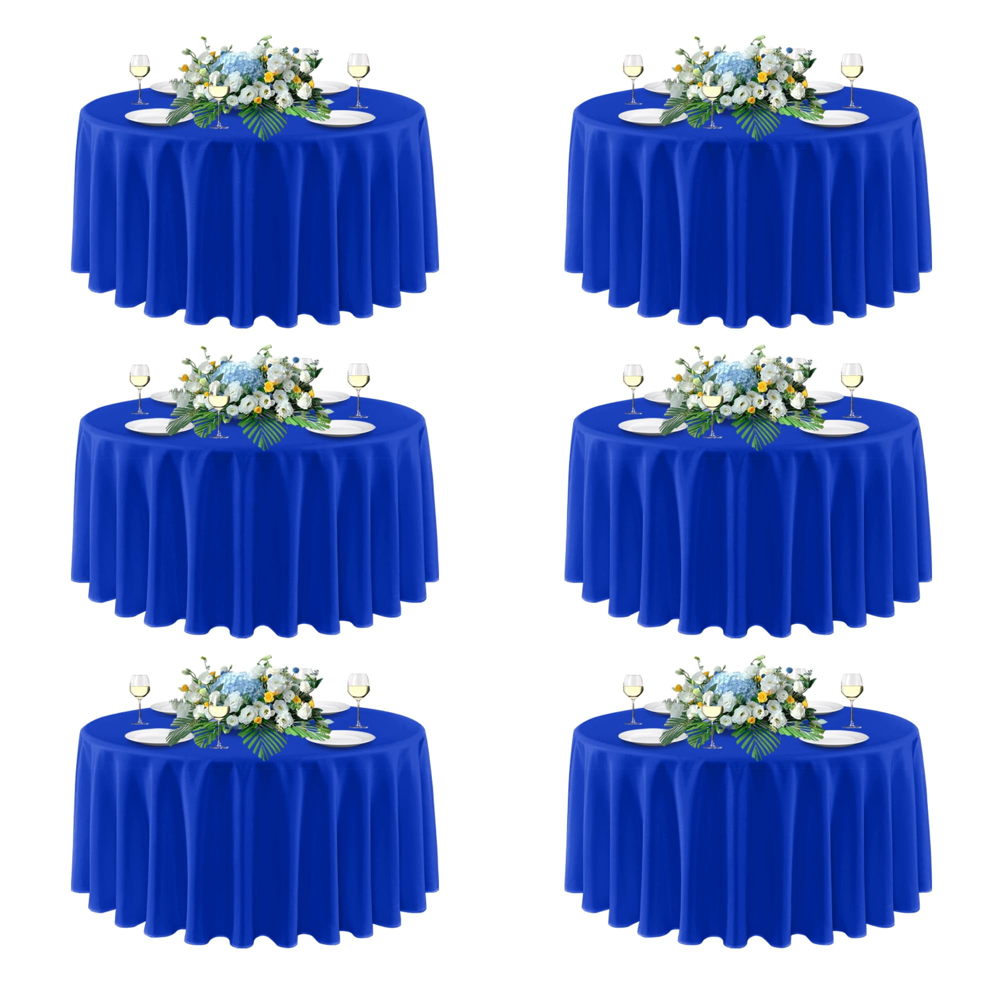 sancua Royal Blue Round Tablecloths 120 Inch, 6 Circle Fabric Cloth ...