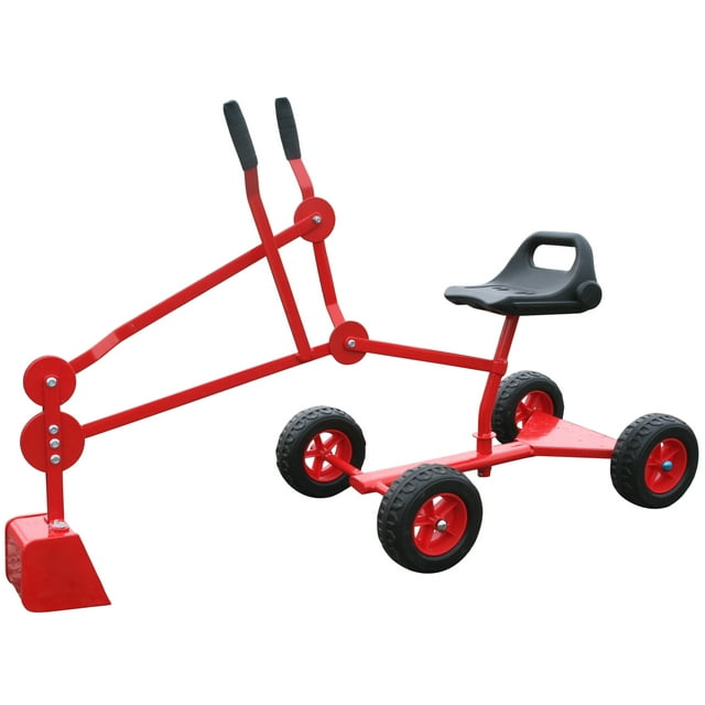 Kids Outdoor Big Wheeled Sandbox Digger Backhoe Toy with Portable ...