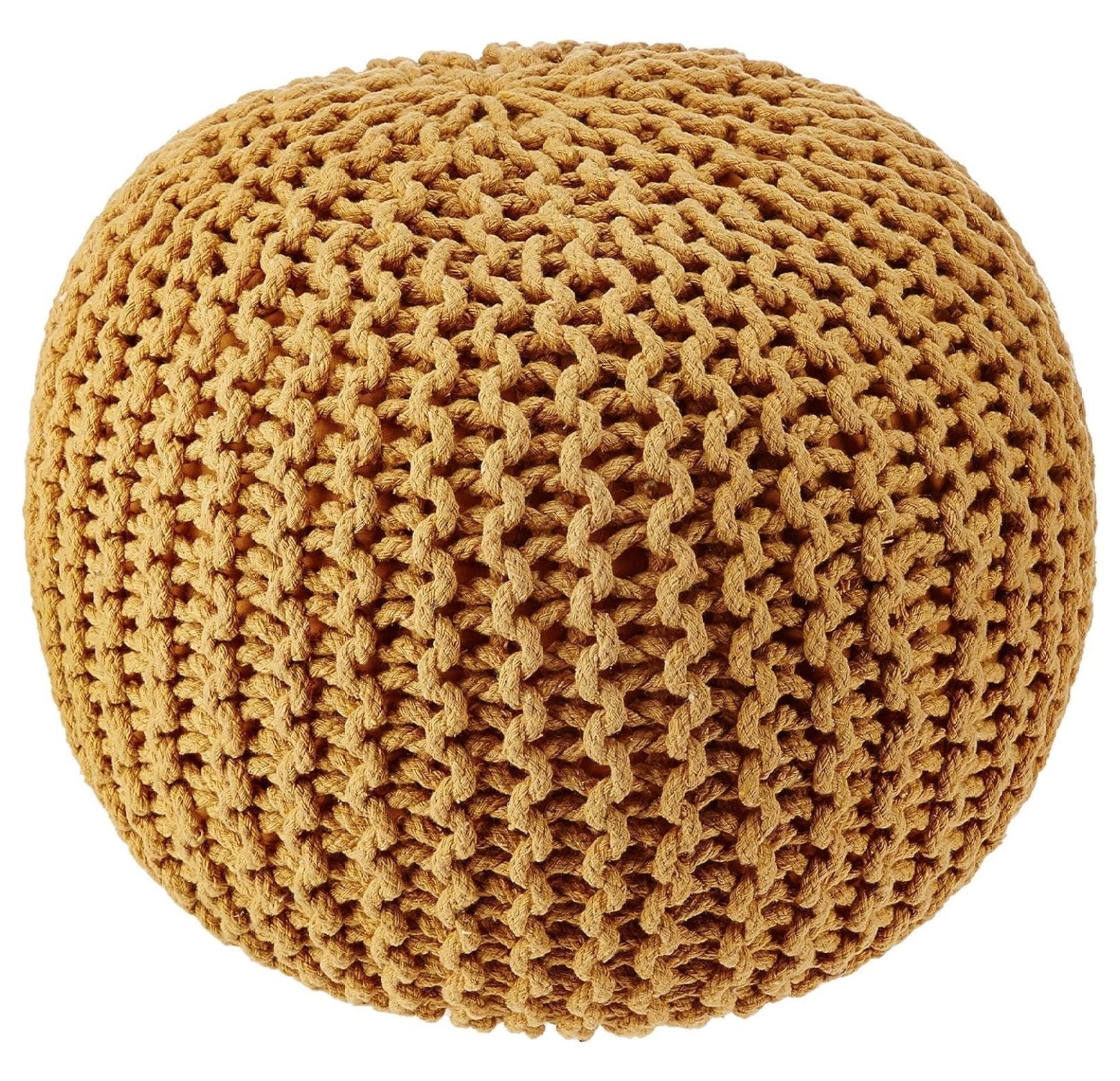 saneey Round Pouf Ottoman - Hand Knitted Cable Boho Poof Home Décor ...