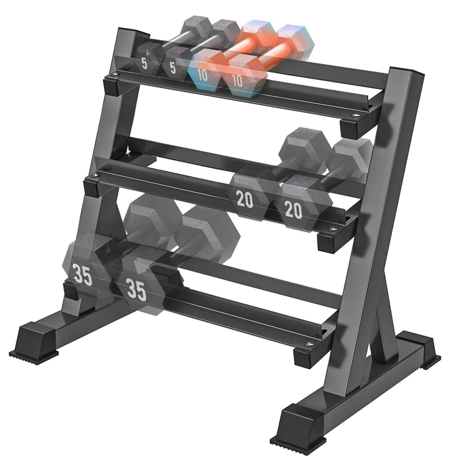saney 1100LBS Dumbbell Rack- Adjustable 3 Tier Weight Rack for Home Gym ...