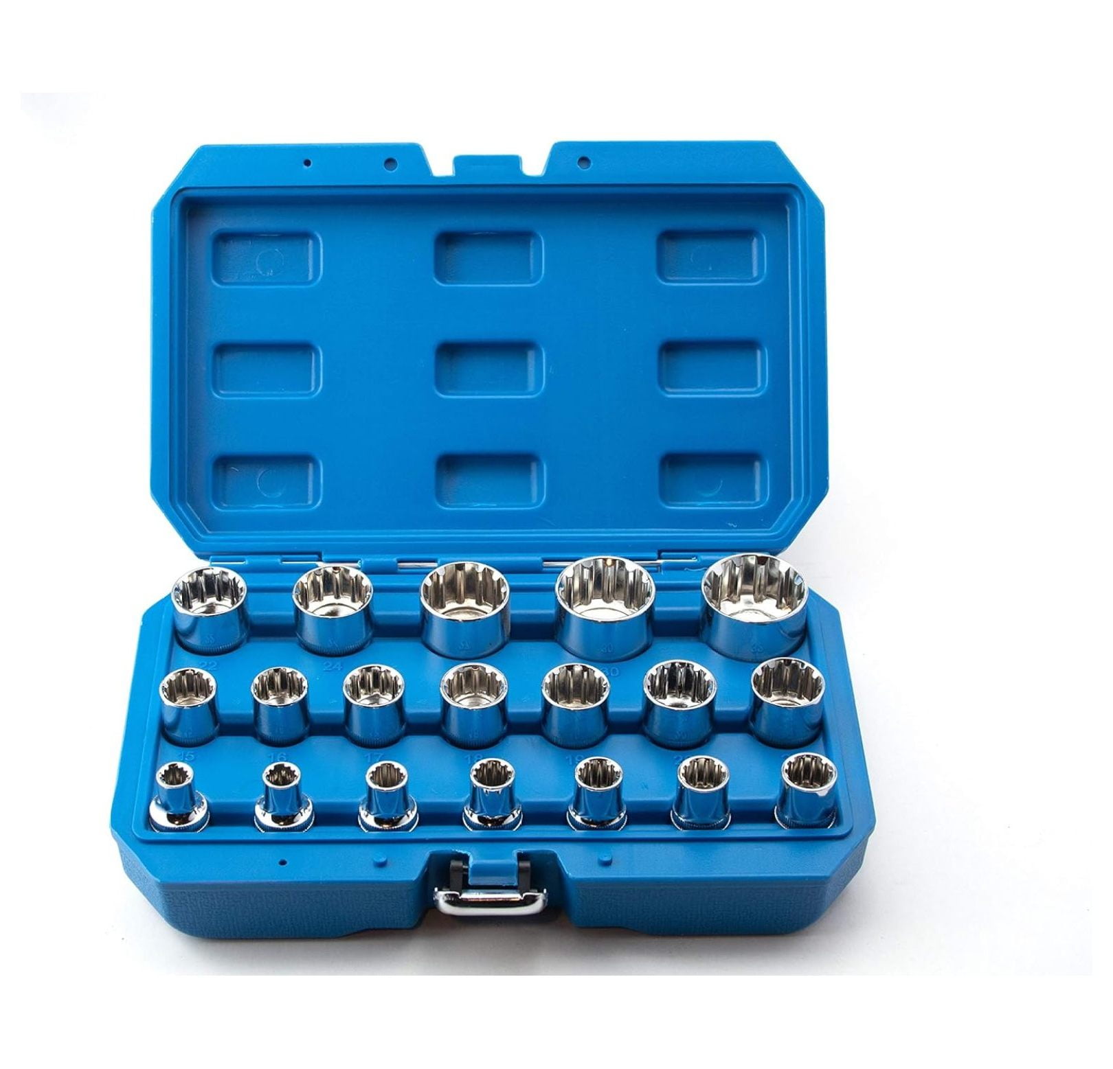 saney 19 Pc 1/2" Drive Universal Spline Socket Set Metric Socket Tool Set Socket Set Spline Tool ...