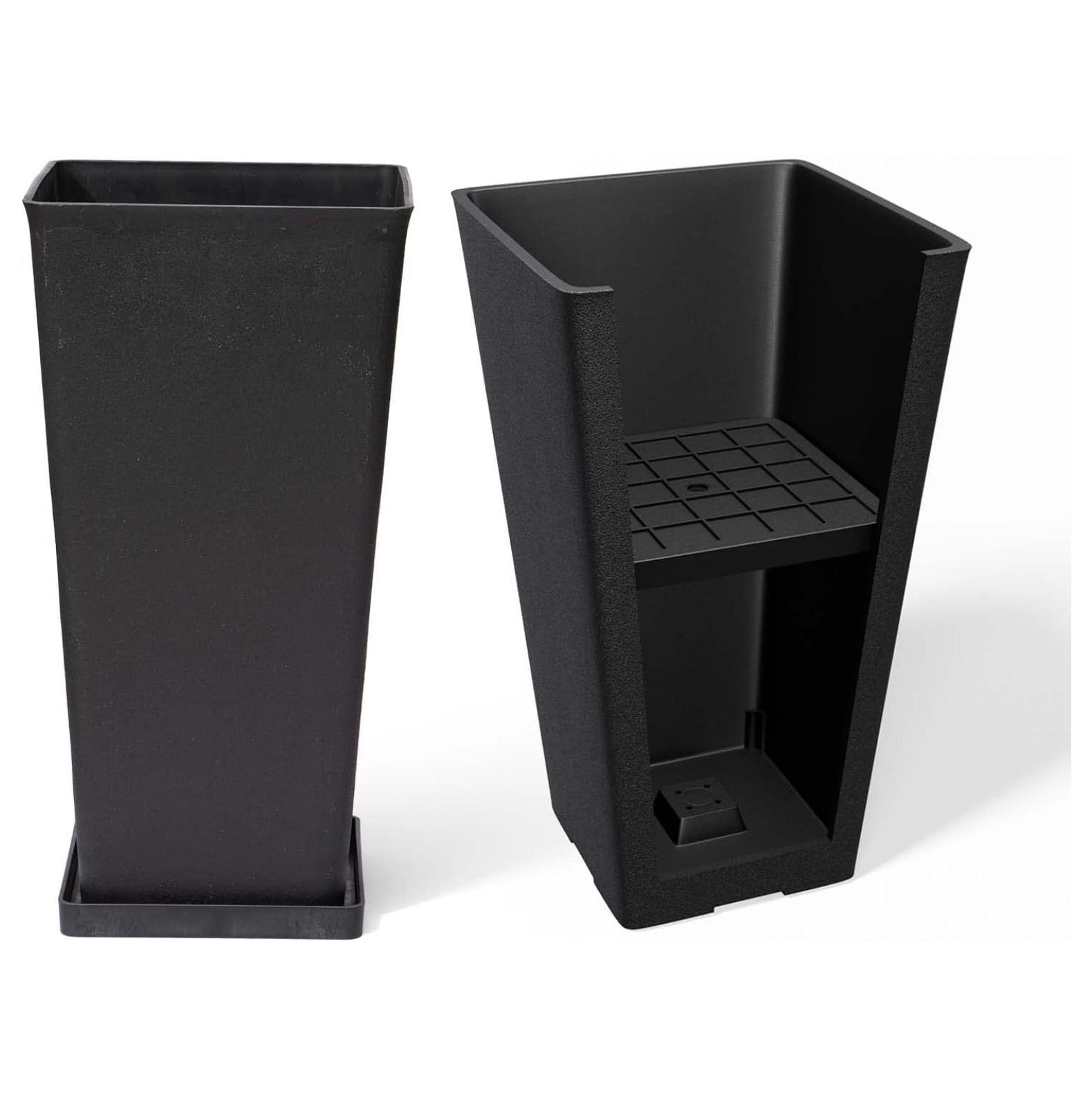 saney 20 Inch Tall Black Planters, Rectangular Outdoor Planters Set of ...