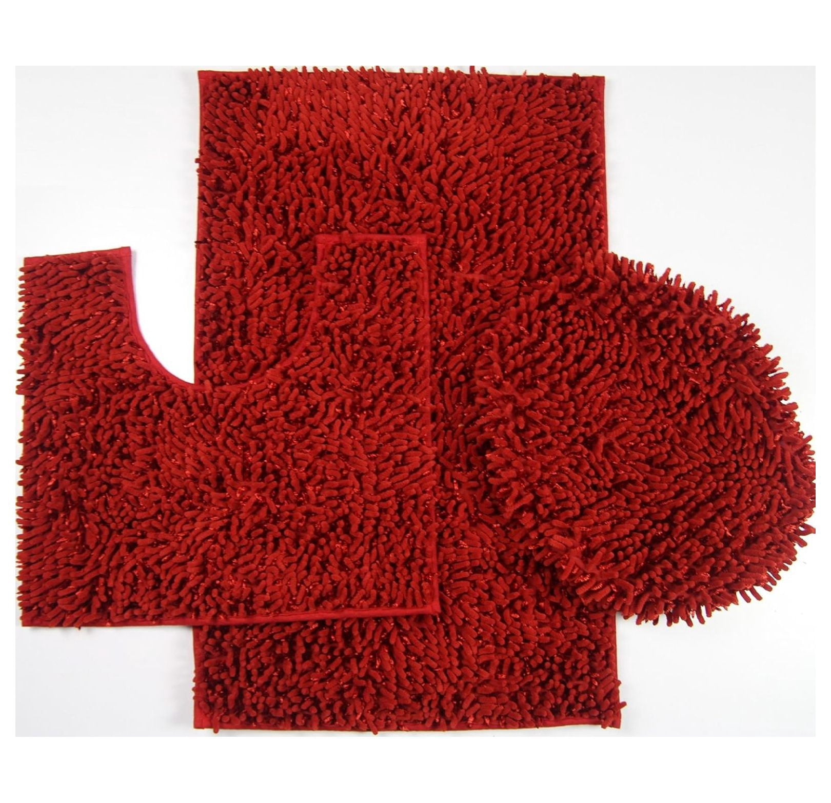 saney 3-Piece Ultra-Soft Shiny Chenille Mixed Microfiber Bath Mats Set ...