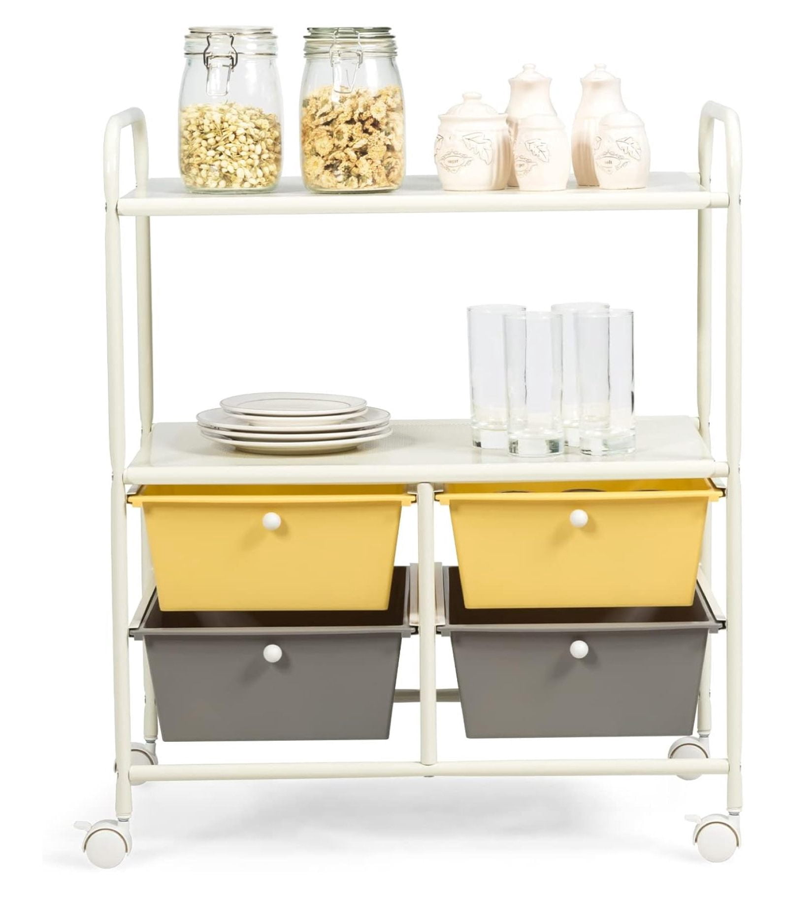 saney 4-Drawer Storage Cart, Mobile Storage Organizer w/Steel Frame ...