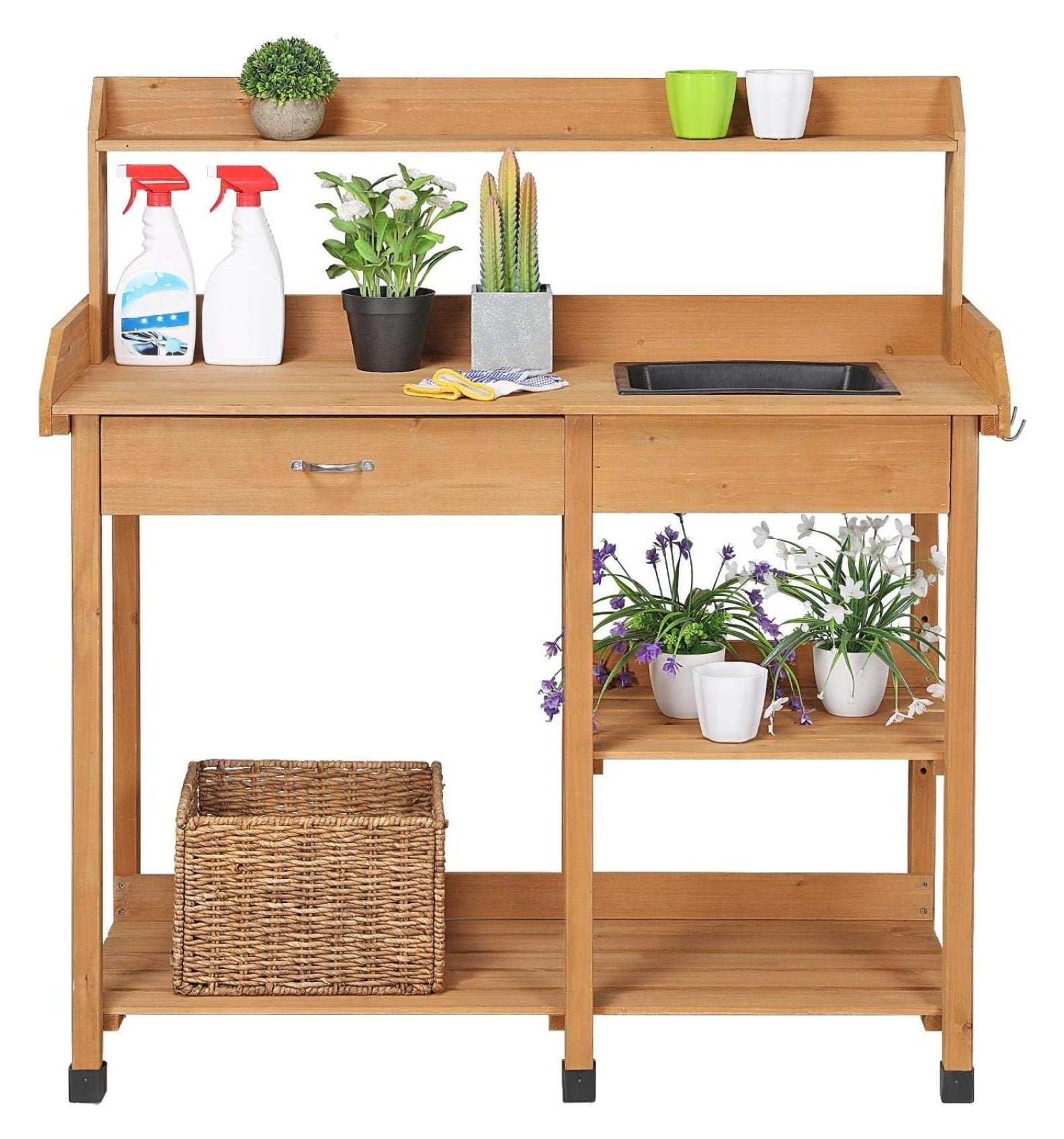 saney 45.2x17.7x47.6'' (LxWxH) Potting Benches Outdoor Garden Potting ...