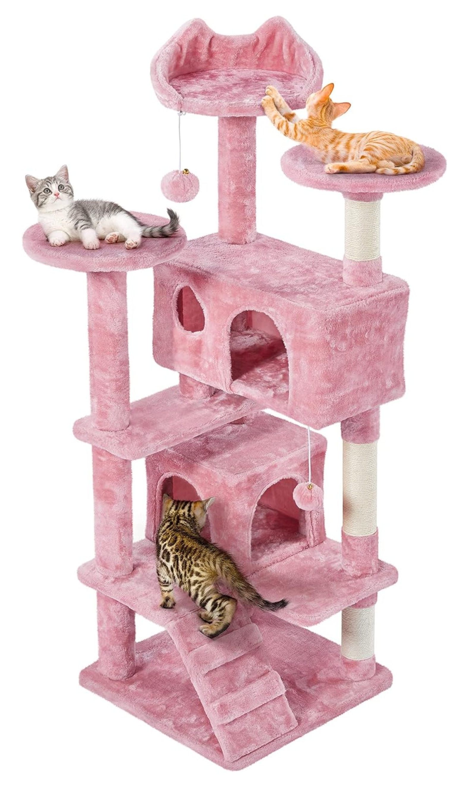 saney 54in Cat Tree, Cat Tower w/Large Cat Condo Scratching Posts and ...