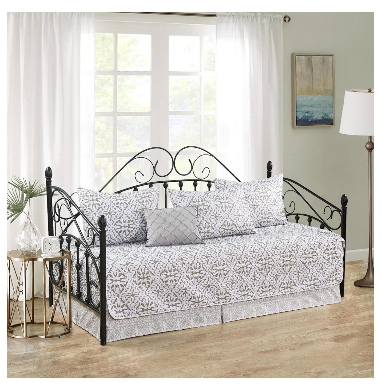 saney 6 Piece Quilted Microfiber Daybed Bedding Cover Set, Soft ...