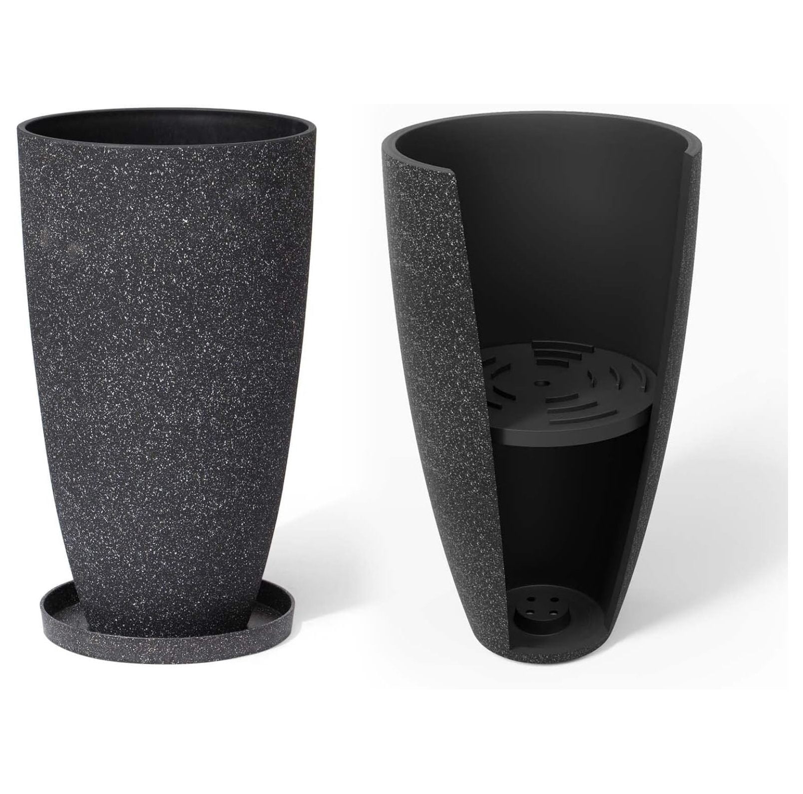 saney Black Tall Planters Set of 2,20 Inch Tall Outdoor Planters with ...