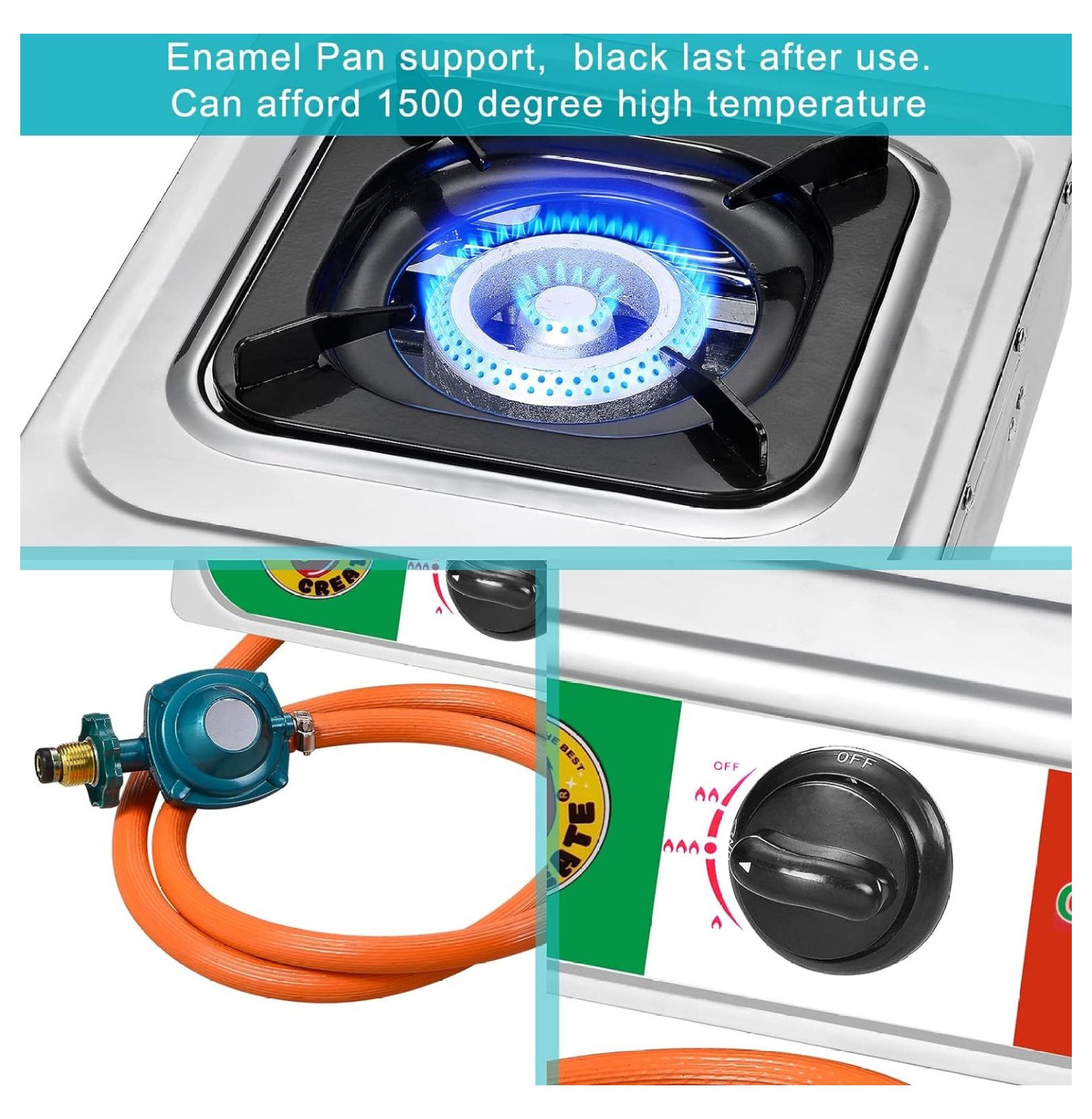 saney Camping 10000 BTU 1 burner stainless steel panel auto ignition ...