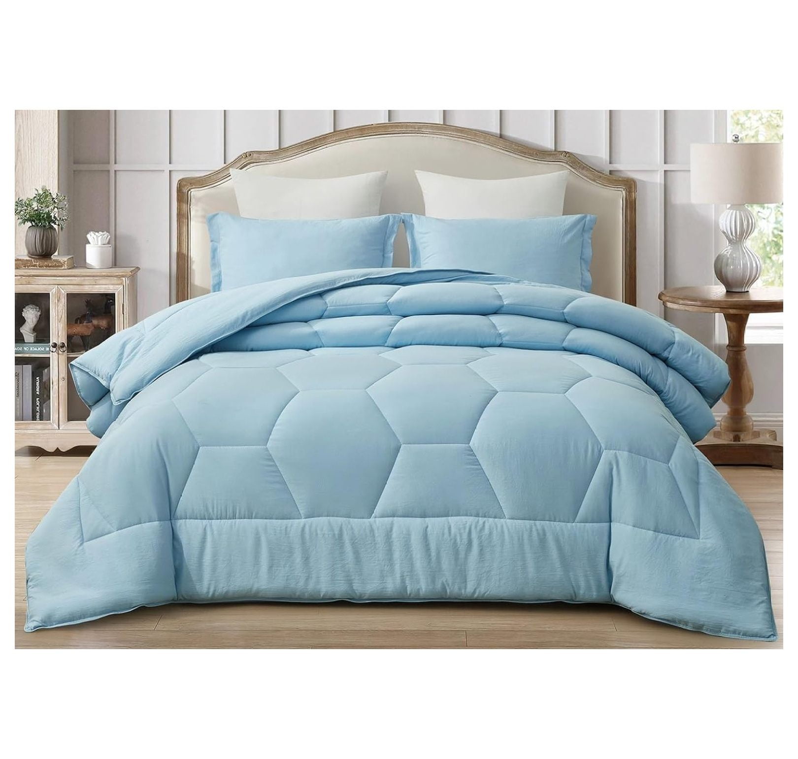 saney Chambray Blue Comforter Set Full Size 3-Piece Fluffy Soft ...