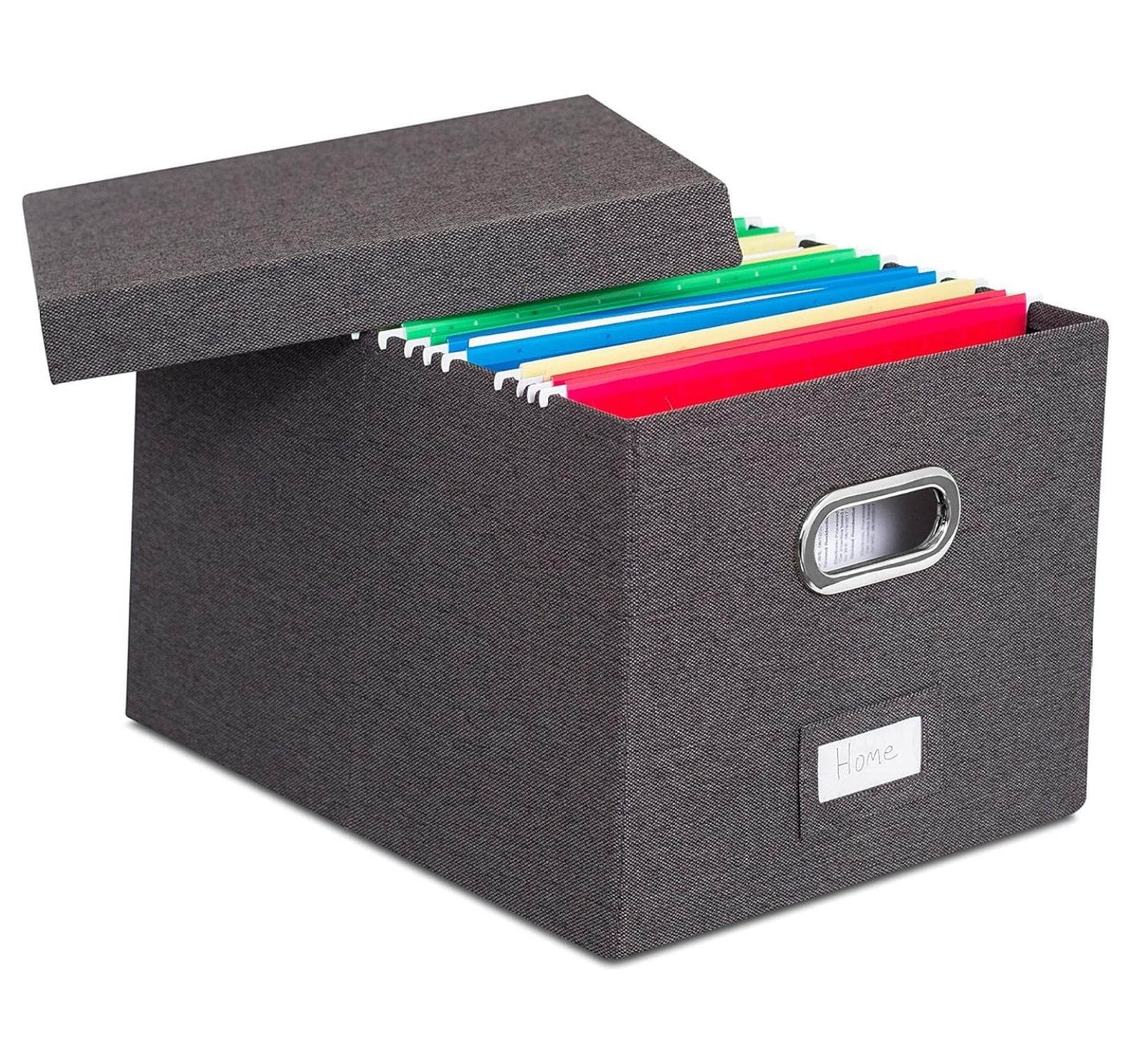 saney Collapsible File Storage Organizer with Lid - Decorative Linen ...