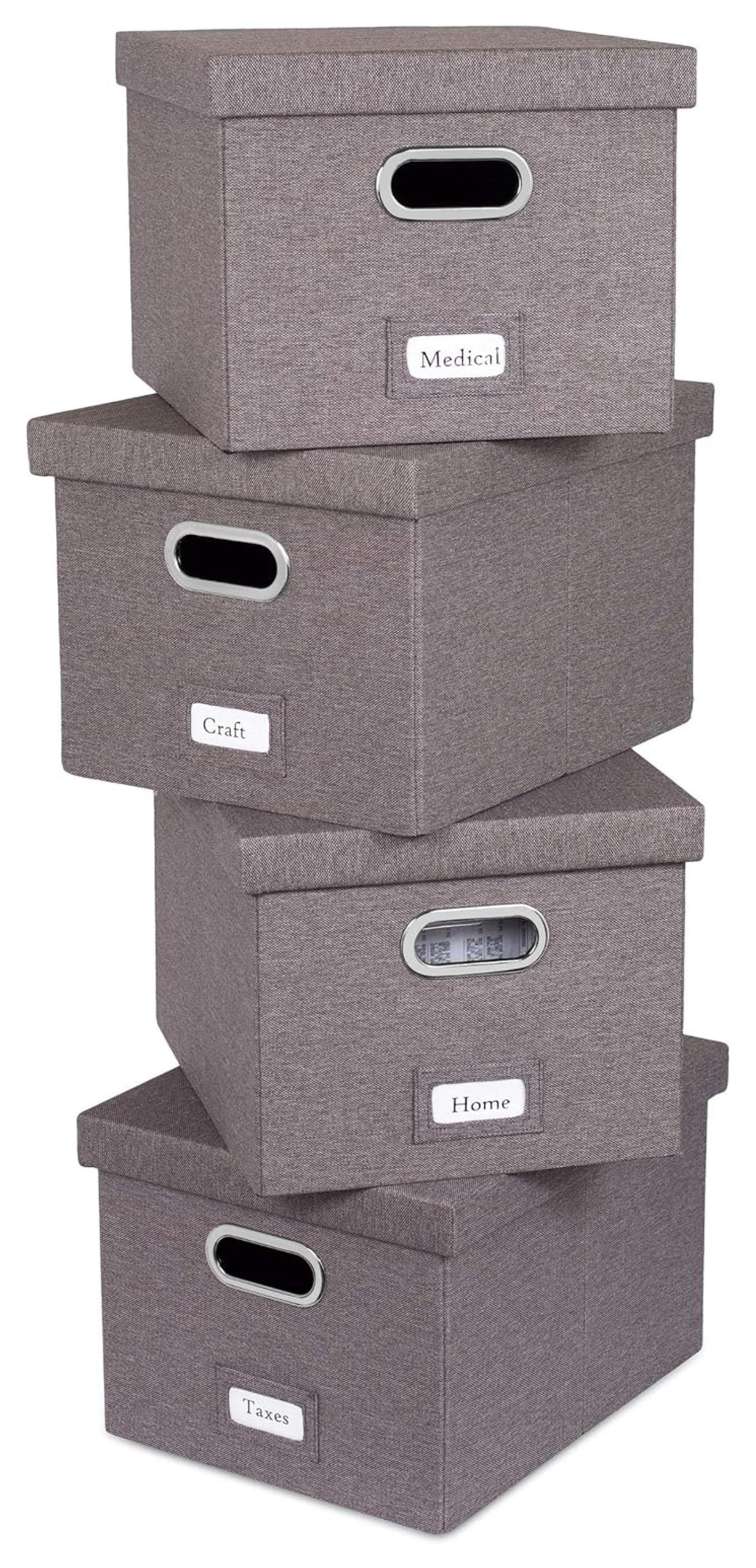 saney Collapsible File Storage Organizer with Lid - Decorative Linen ...