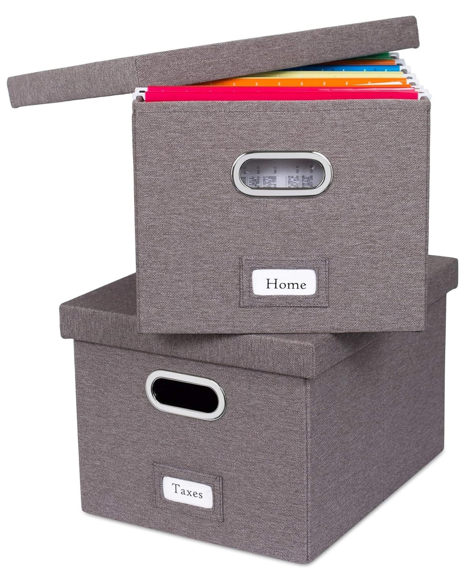 saney Collapsible File Storage Organizer with Lid - Decorative Linen ...