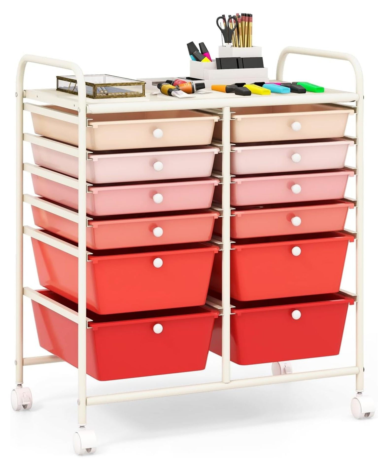 saney Craft Organizers and Storage Cart - Rolling Cart with 12 Drawers ...