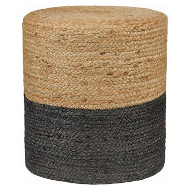 Edgeley Boho Round Pouf in Grey, Natural Woven Braided Jute - Walmart.com