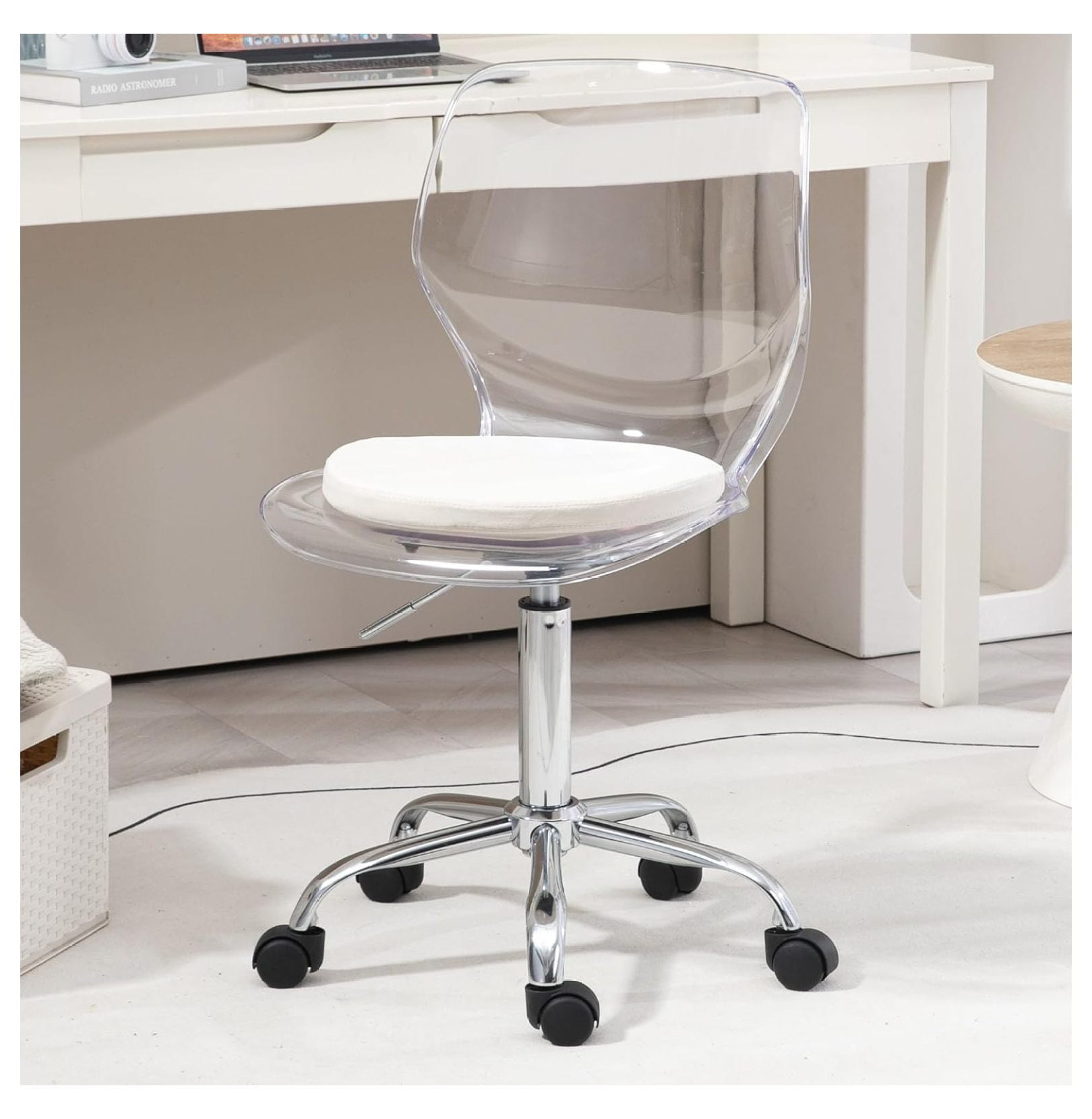 saney Desk Chair with Removable Cushion - Clear Chairs Rolling & Swivel ...