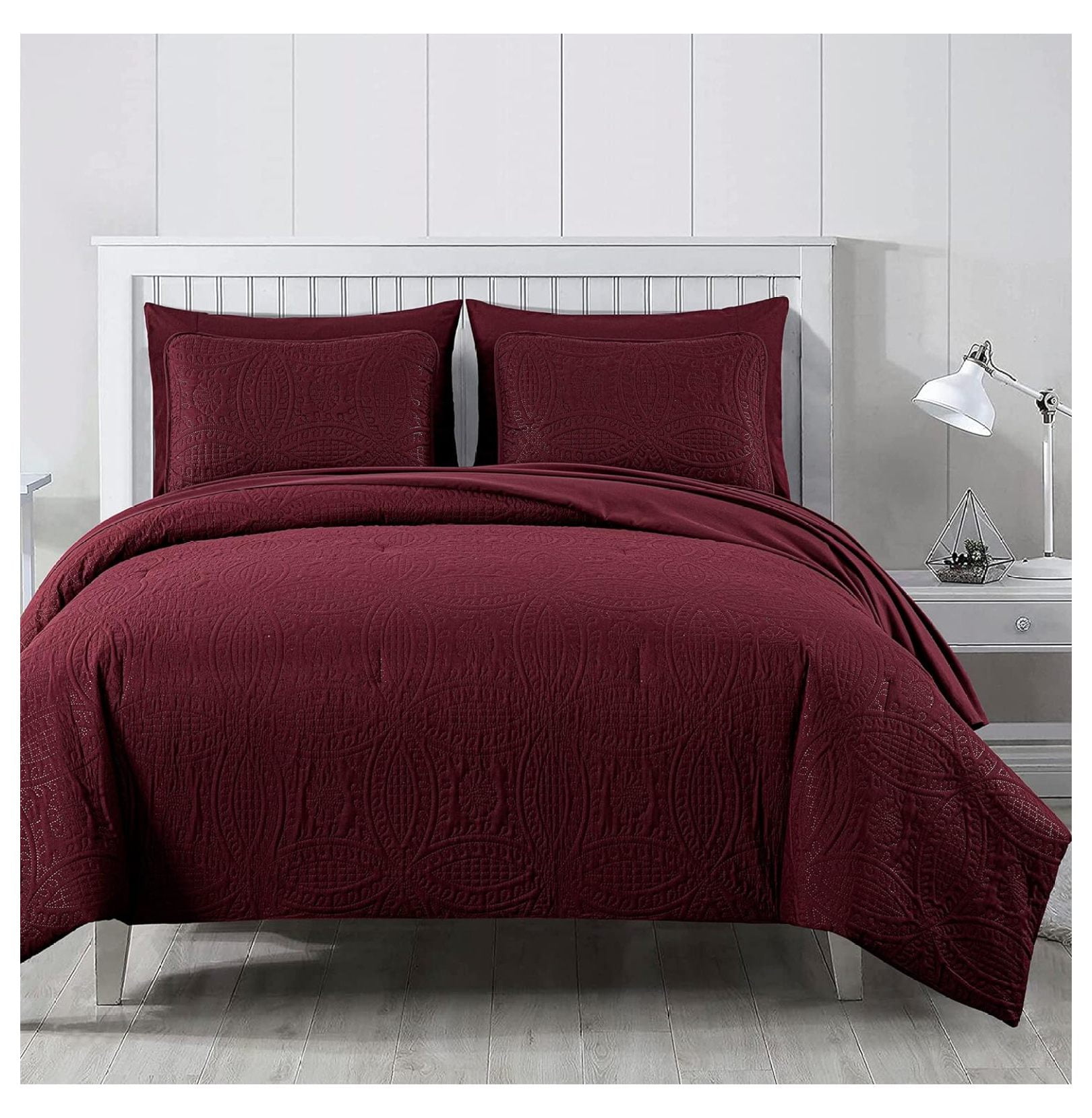 saney Liam Burgundy King Size Bed in a Bag Comforter Set - 7 Pieces ...