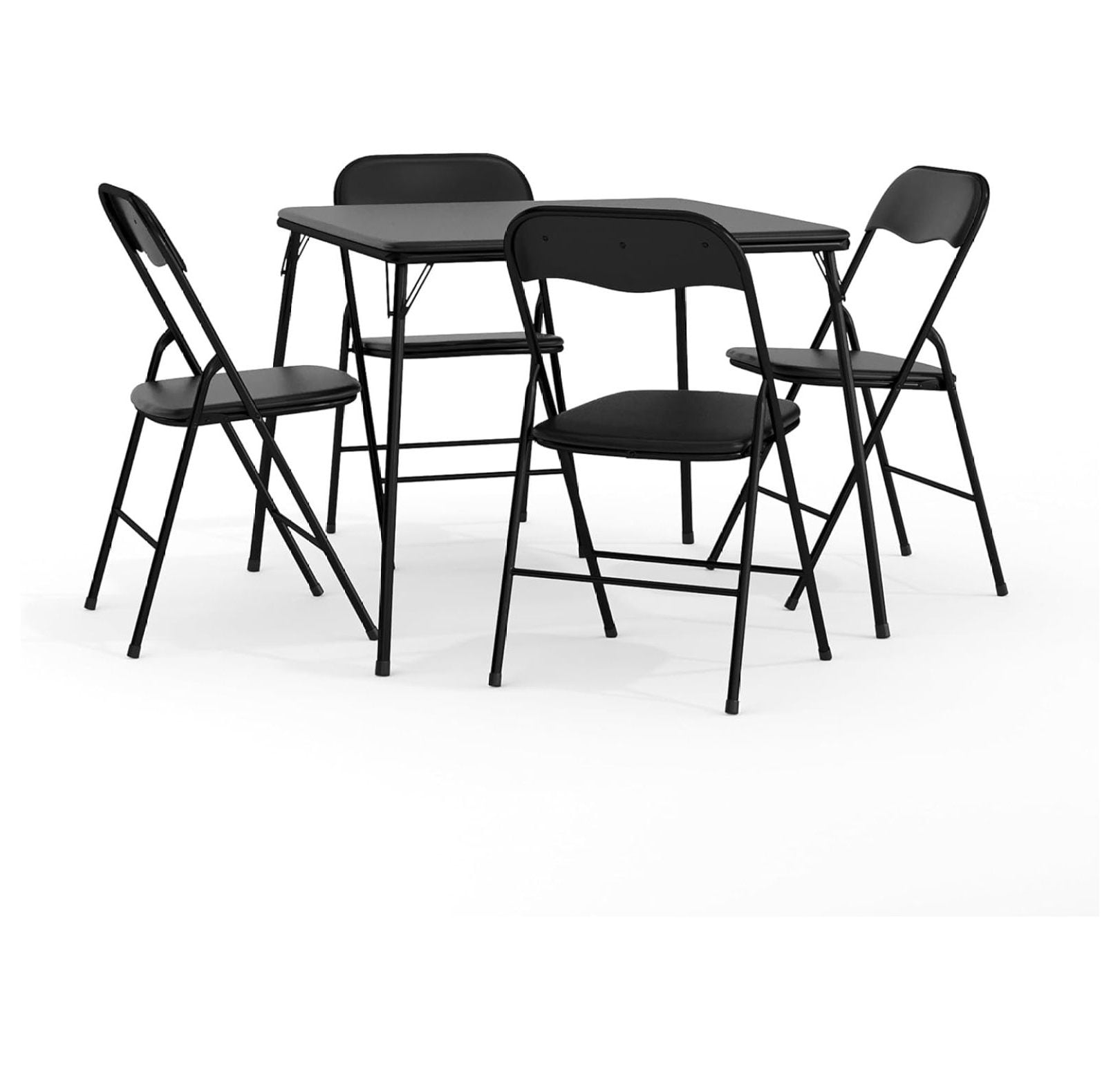 saney Madison 5 Piece Black Folding Card Table and Chair Set - Walmart.com