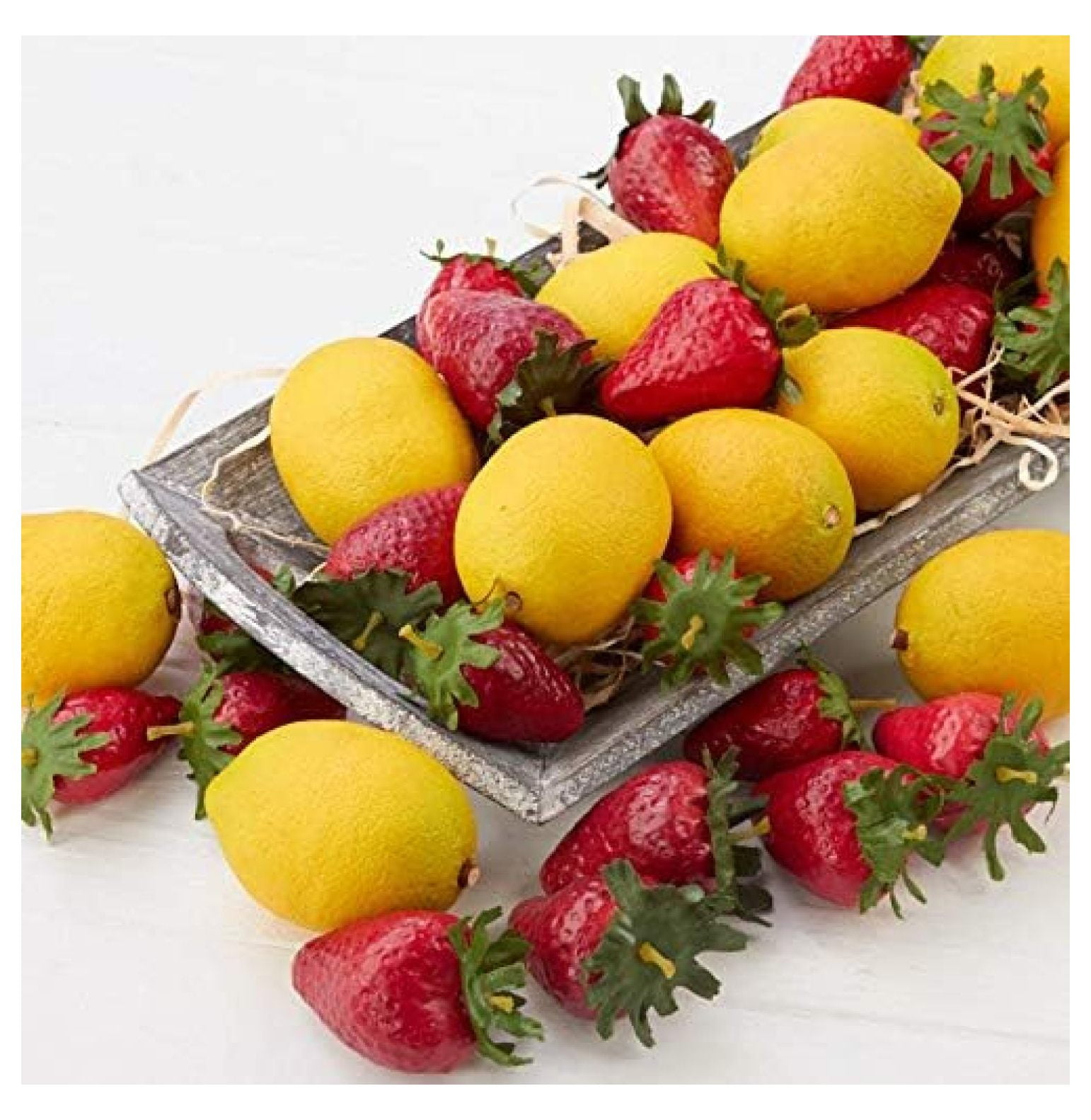 saney Mix of 36 Artificial Yellow Citrus Lemons and Red Strawberries ...