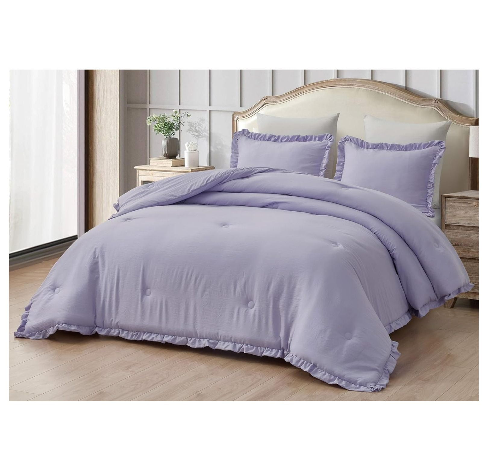 saney Nora Lavender Comforter Set Queen Size 3-Piece Lightweight Fluffy ...