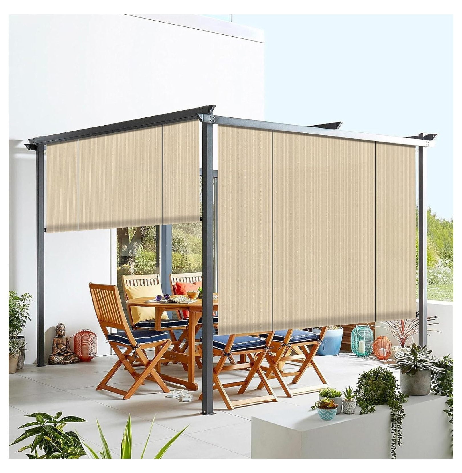 saney Outdoor Shade Blinds Patio Roll Up Blackout Shades Exterior ...