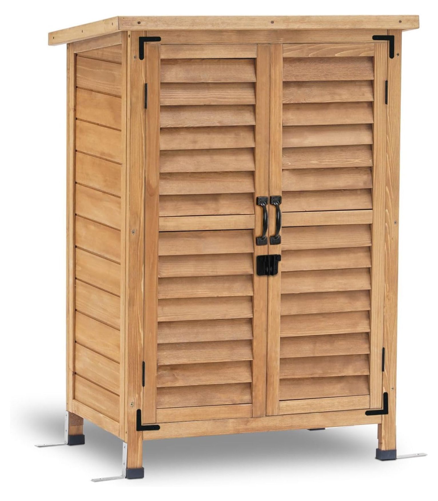 saney Outdoor Wood Storage Cabinet, Small Size Garden Wooden Tool Shed ...