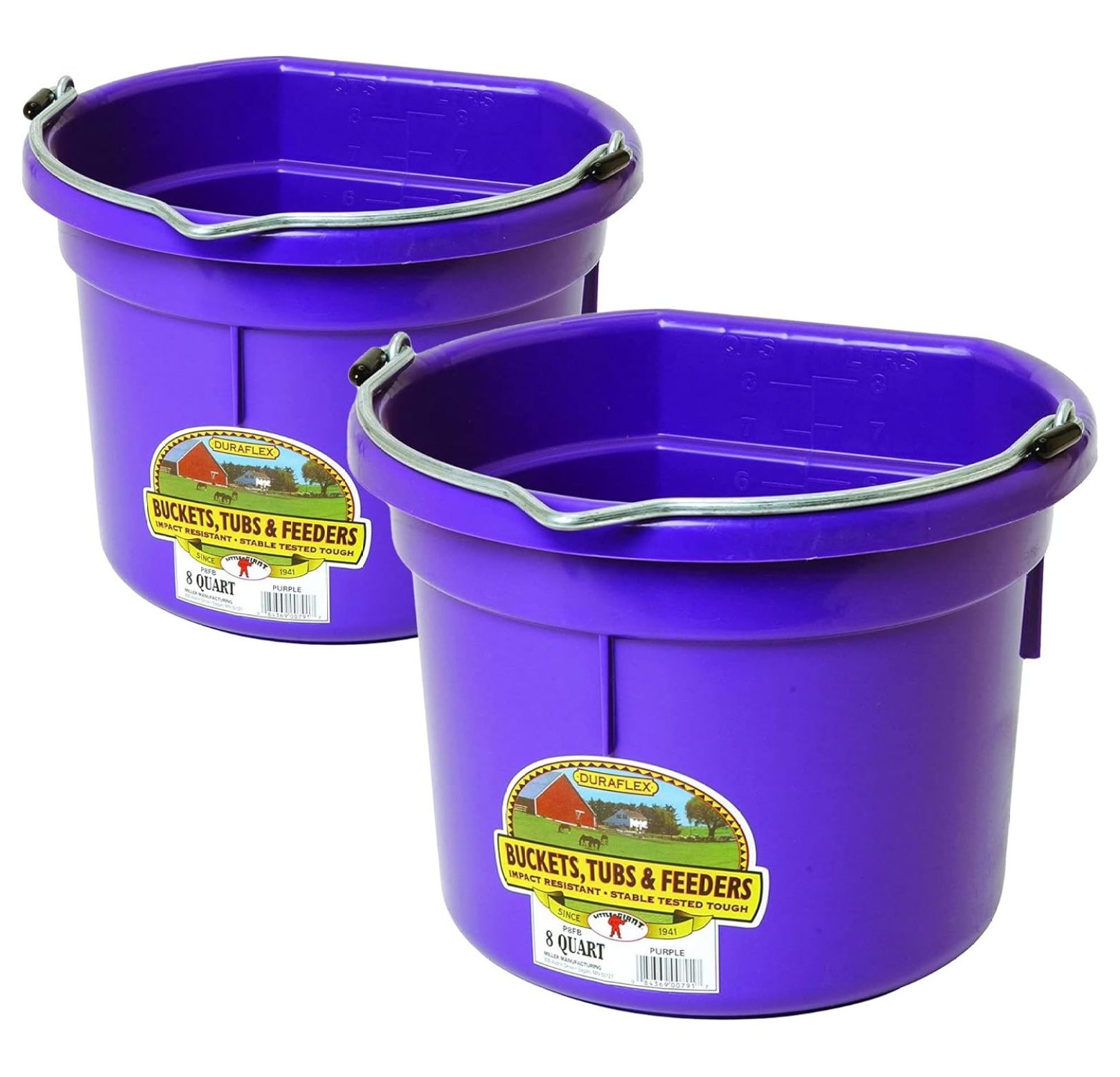saney P8FBPURPLE 2 Gallon All Purpose Heavy Duty Farm Flat Back Plastic ...