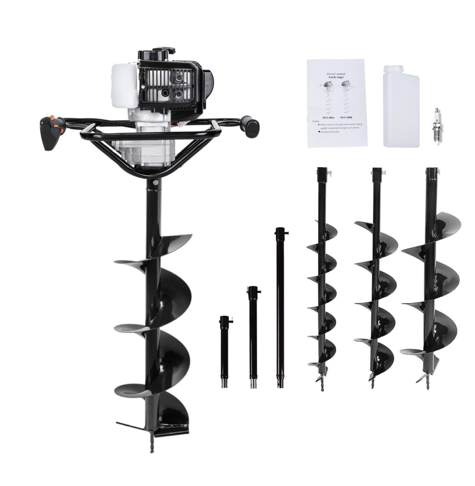 saney Post Hole Digger, 52cc 1800W Gas Powered Earth Auger Earth Digger ...