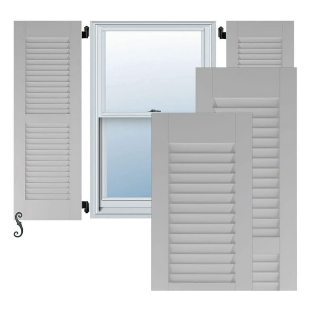 saney RW101LV12X52PRH Two Equal Louver Exterior Wood Shutters, 12-in. W ...