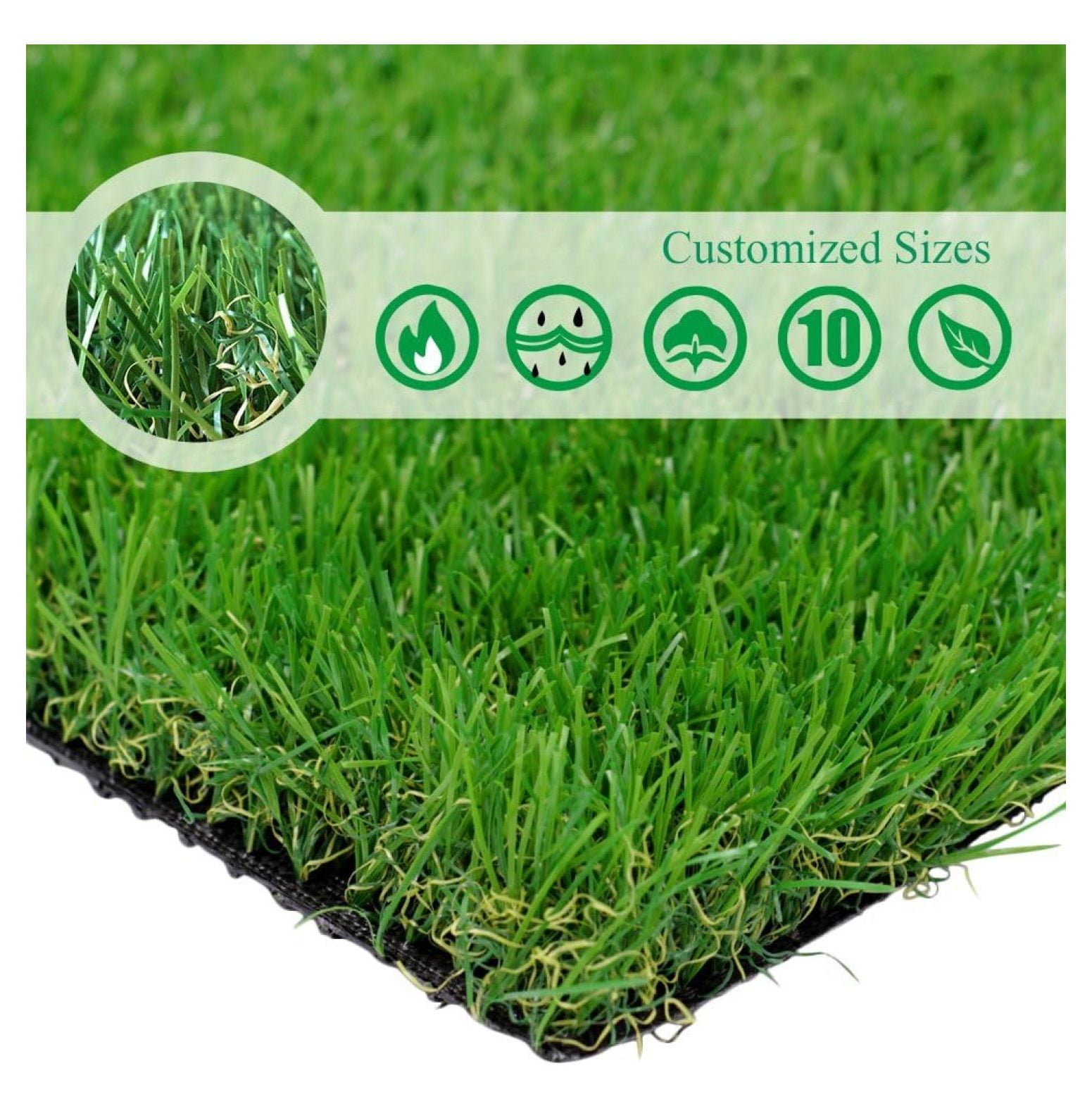 saney Realistic Artificial Grass Turf -12FTX12FT(144 Square FT) Indoor ...